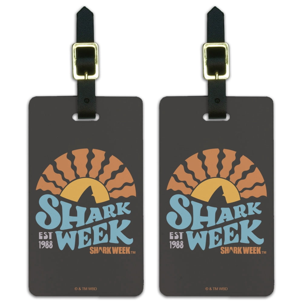 Shark Week Lino Sunset Luggage ID Tags Suitcase Carry-On Cards - Set of ...
