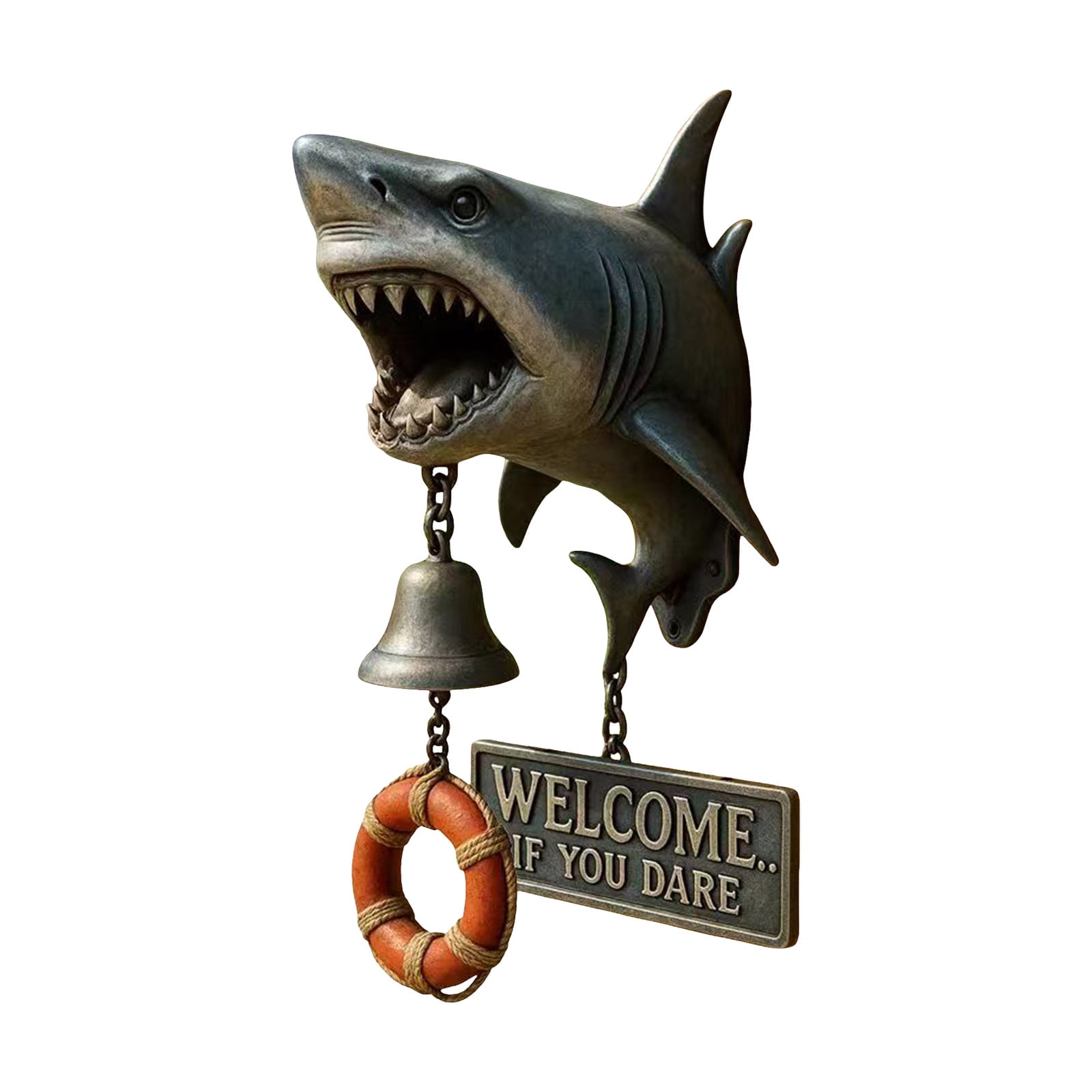 Shark Welcome Doorbell, Shark Head Shape Decoration, Hanging Bell Retro ...