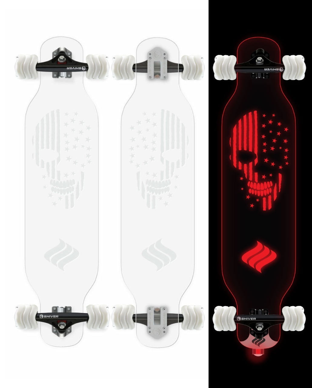 Shark Wheel Clear Skull Complete Longboard with Lights - Walmart.com