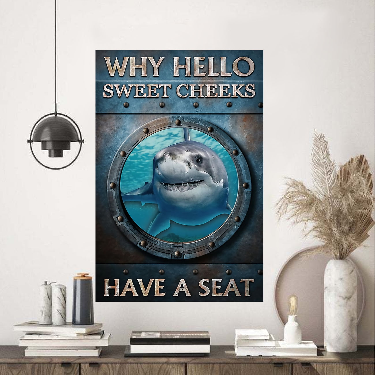 Shark Why Hello Sweet Cheeks Poster Shark Poster gift for shark lover ...