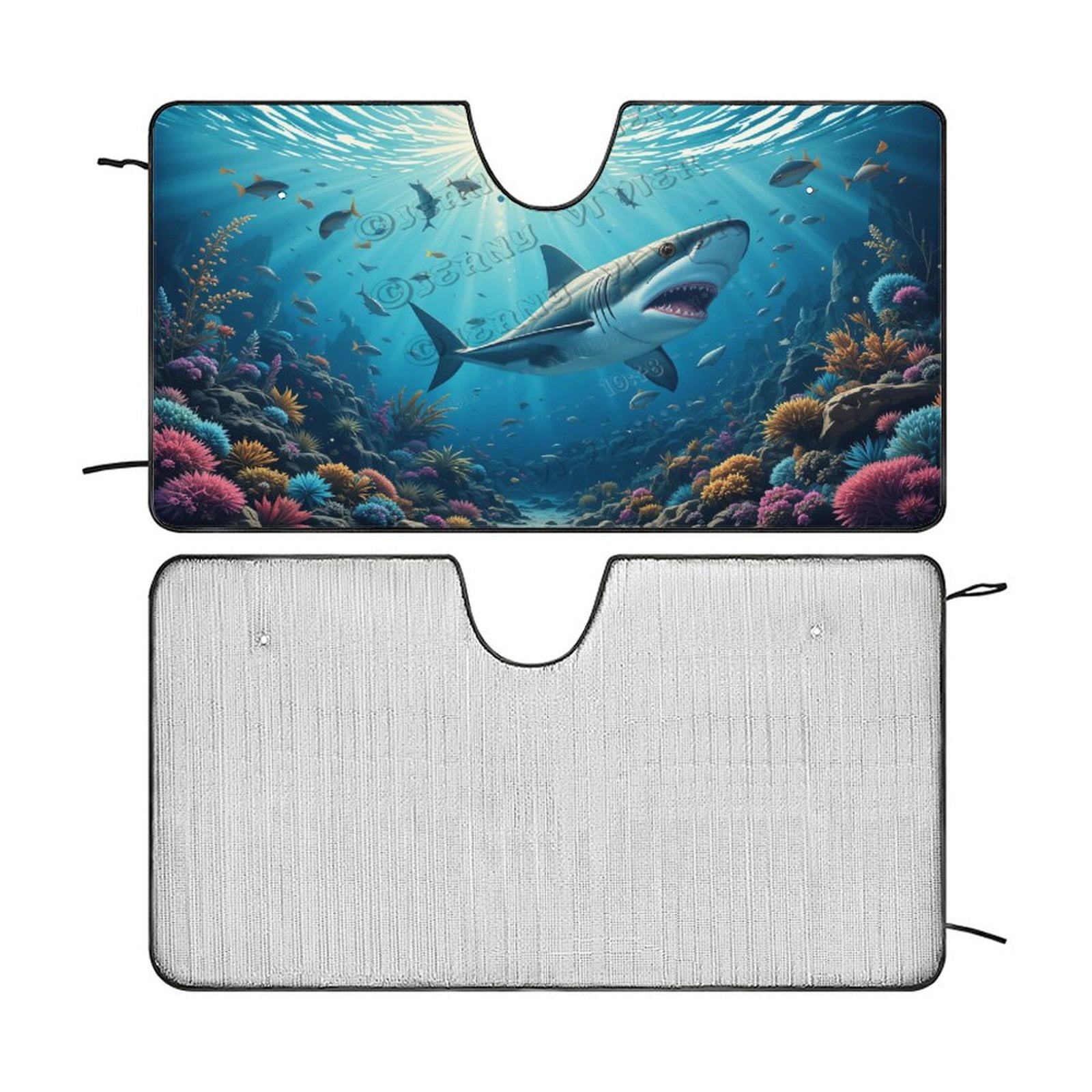 Shark Windshield Sun Shade - Fold-able Car Front Window Sunshade for ...