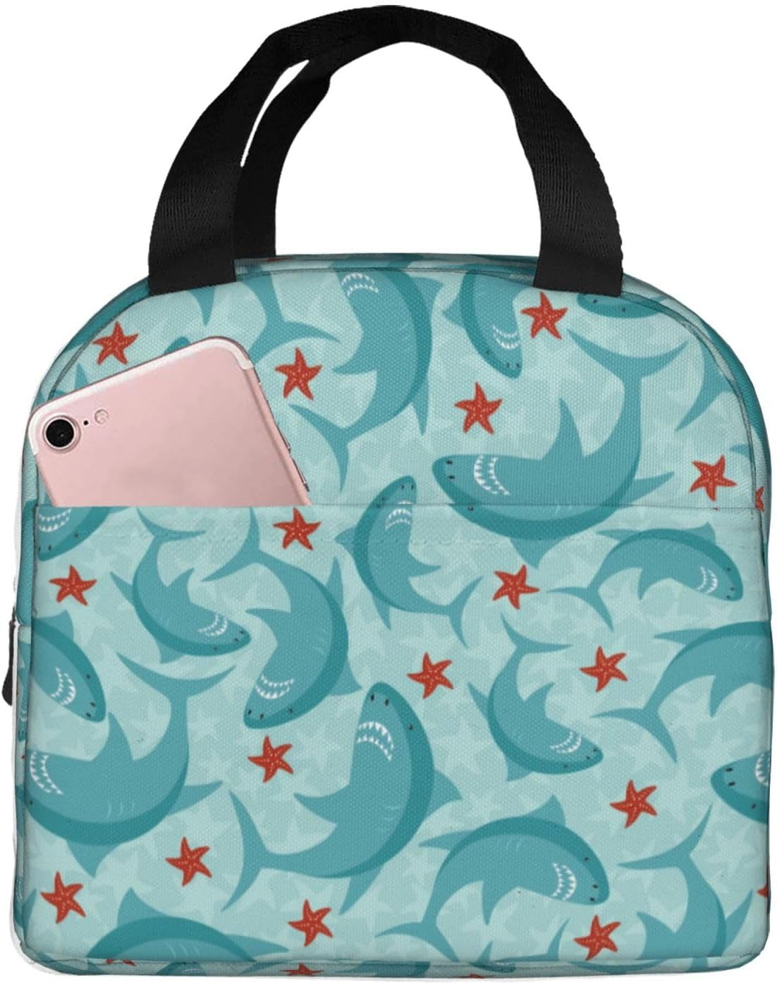 Shark With Starfishlunch Box Insulated Lunch Bag Reusable Cooler Lunch ...