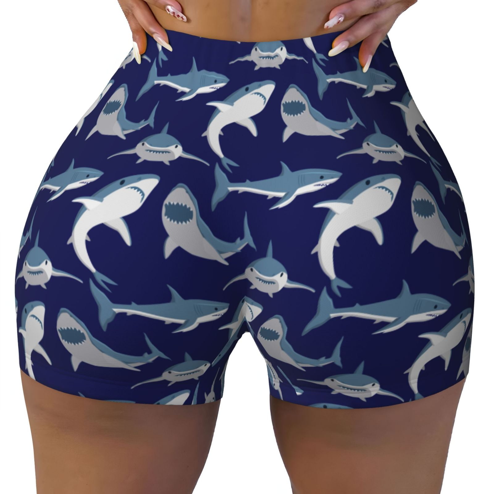 Shark Workout Shorts For Women Scrunch Butt Lifting Yoga Gym Seamless ...