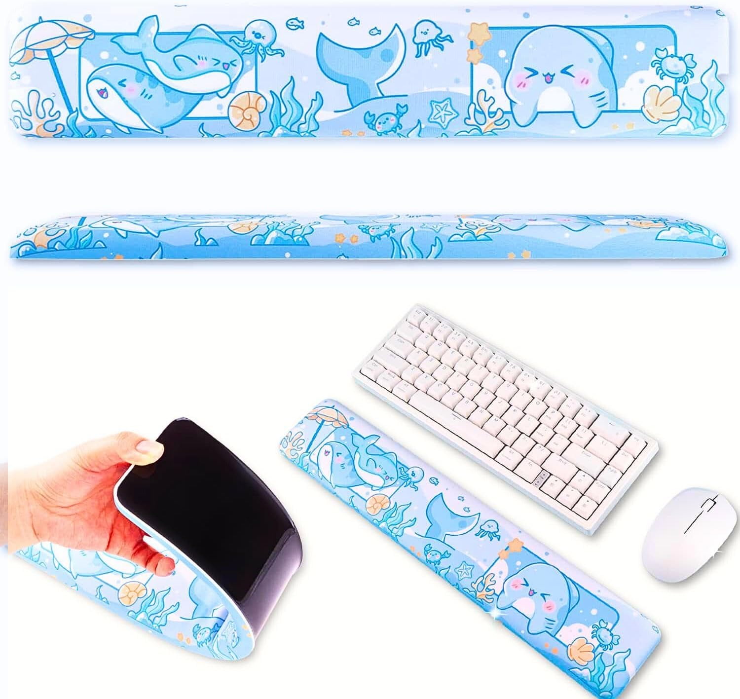 Shark Wrist Rest | Cute Kawaii Anime Pastel Blue Wrist Pad | Ocean ...