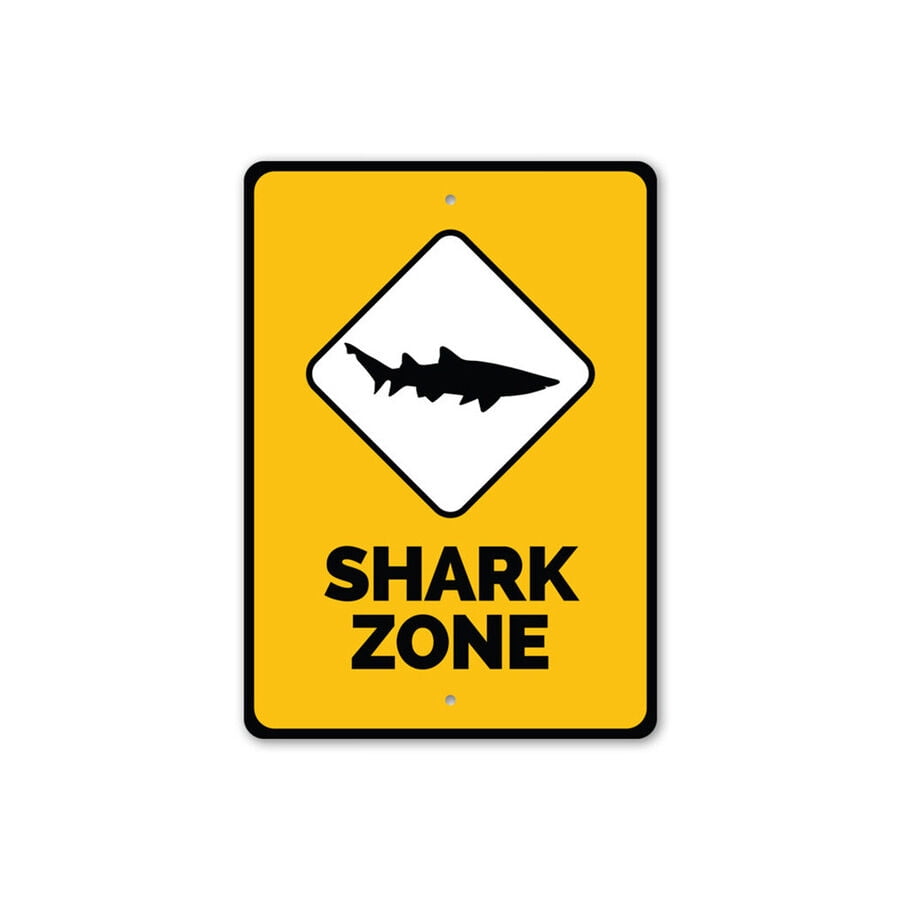 Shark Zone Beach Warning Sign Coastal Sign No Swimming Metal Sign Size ...