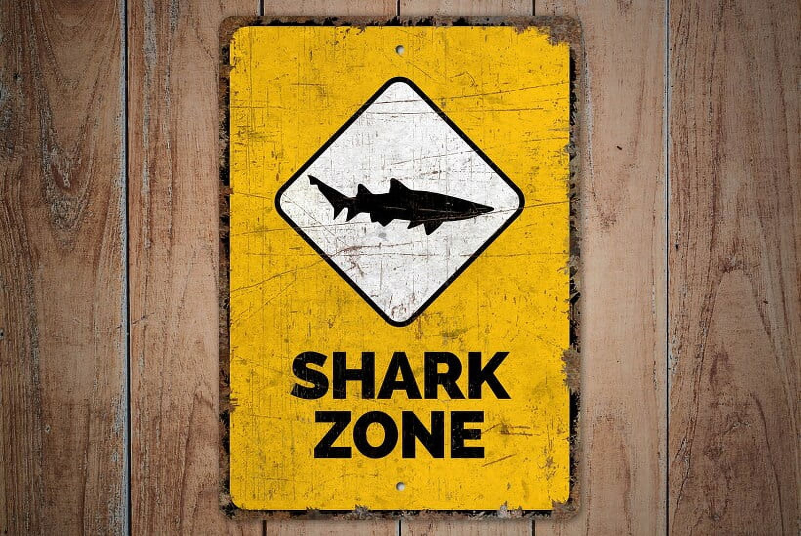 Shark Zone Sign Shark Zone Decor Beach Warning Sign Warning Sign Beach ...