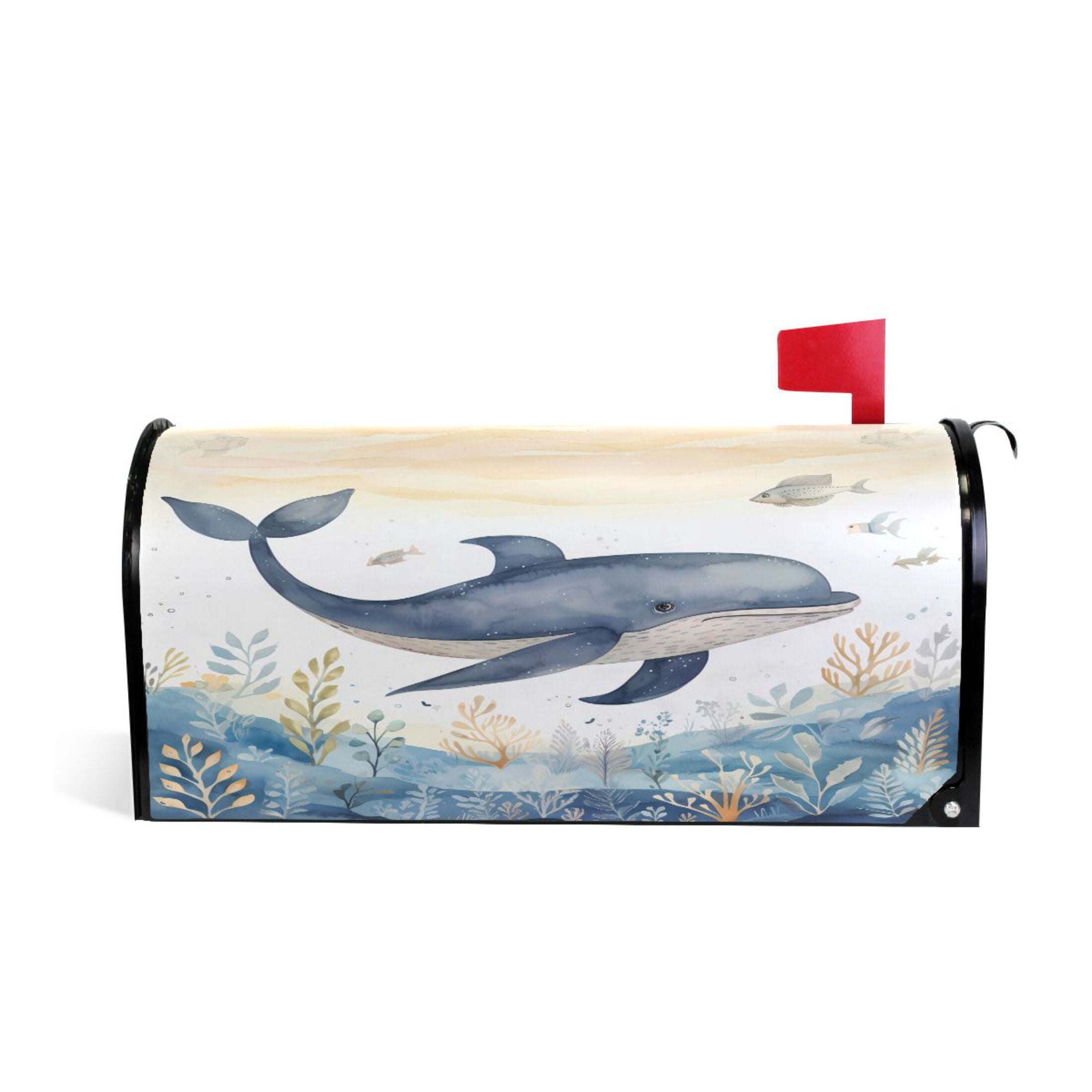 Shark and Fishes Magnetic Mailbox Covers Garden Post Box Wraps Yard ...