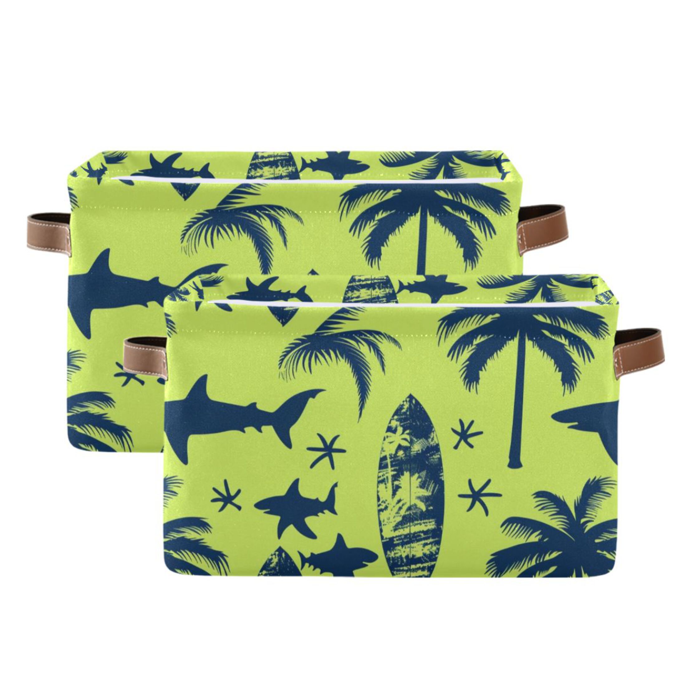 Shark and Palm Tree Storage Basket Large Foldable Storage Bin Laundry ...