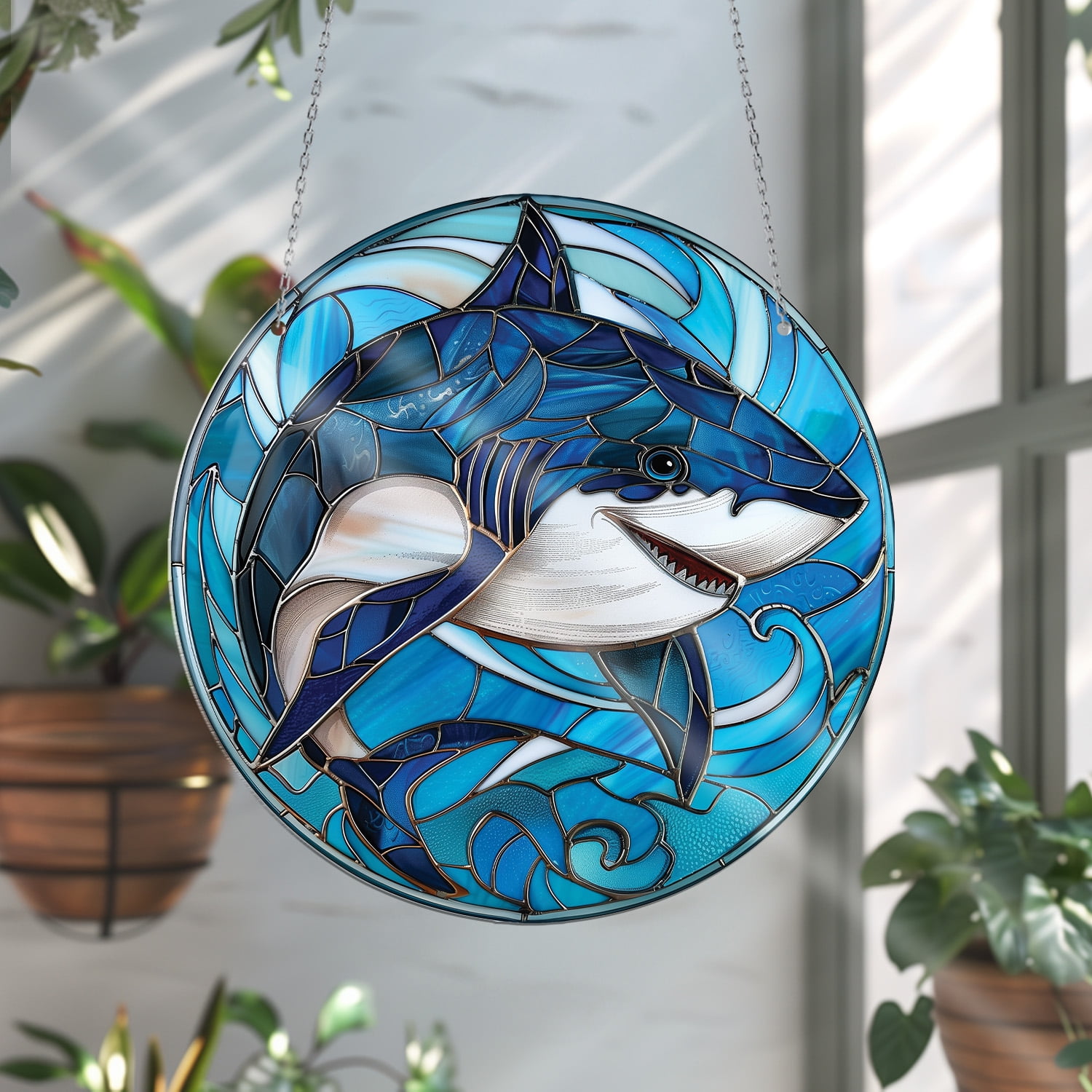 Shark in Motion Acrylic Window Hanging - Vivid Marine Life Decor, Great ...