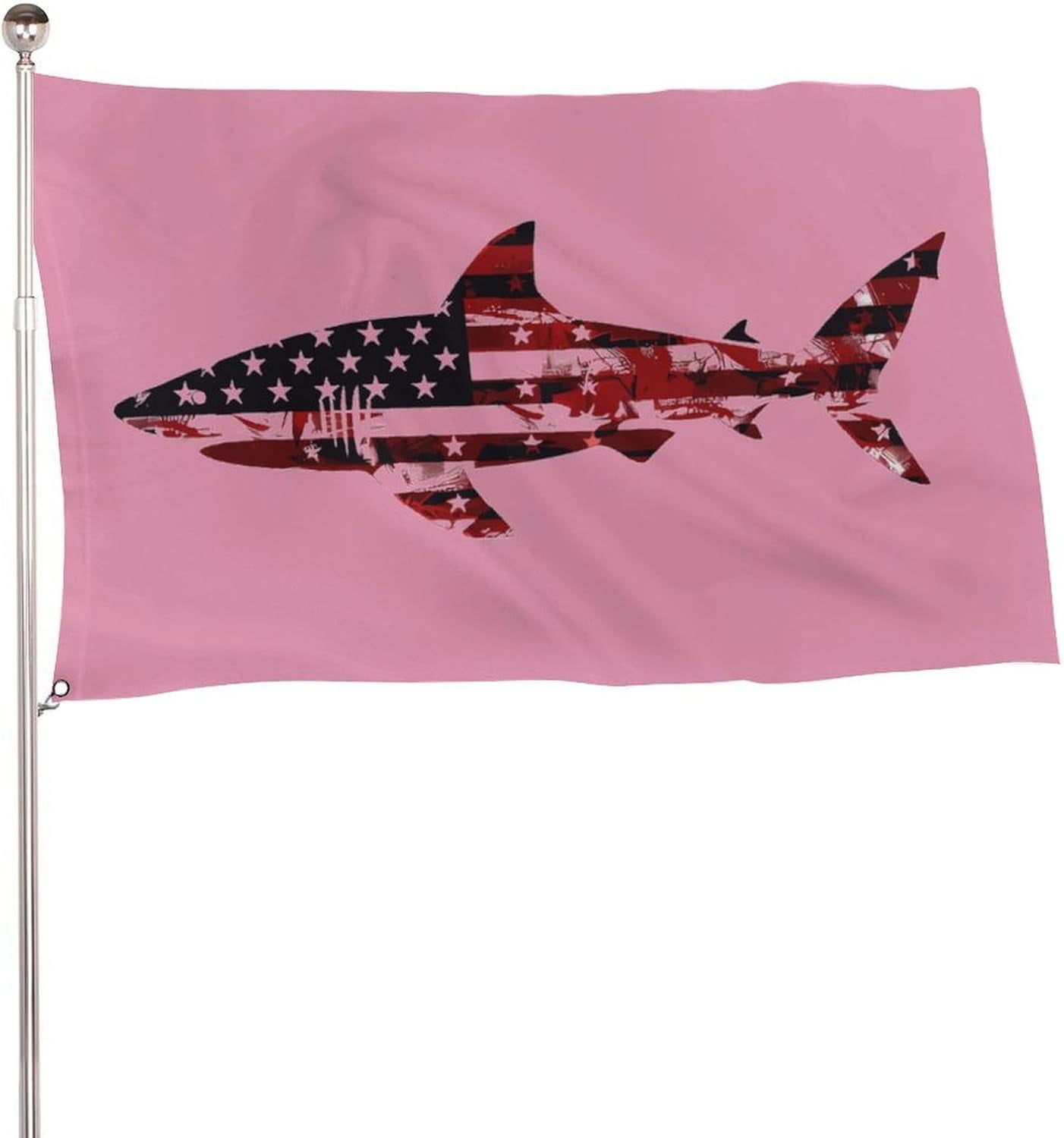 Shark in U.S. Flag Printed Flag with 2 Brass Grommets Banner Funny for ...