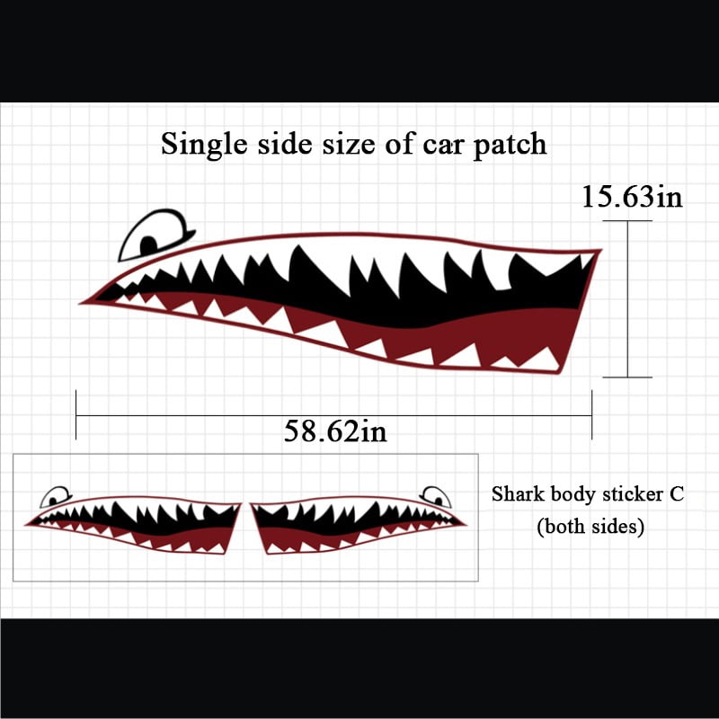Shark mouth car decal pulling body side large scratch masking sticker ...
