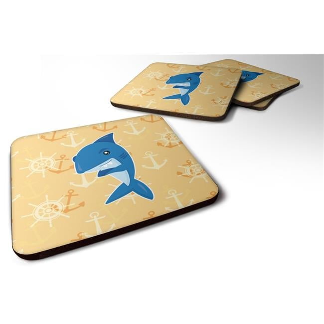 Shark on Beige Nautical Foam Coasters - Set of 4 - Walmart.com