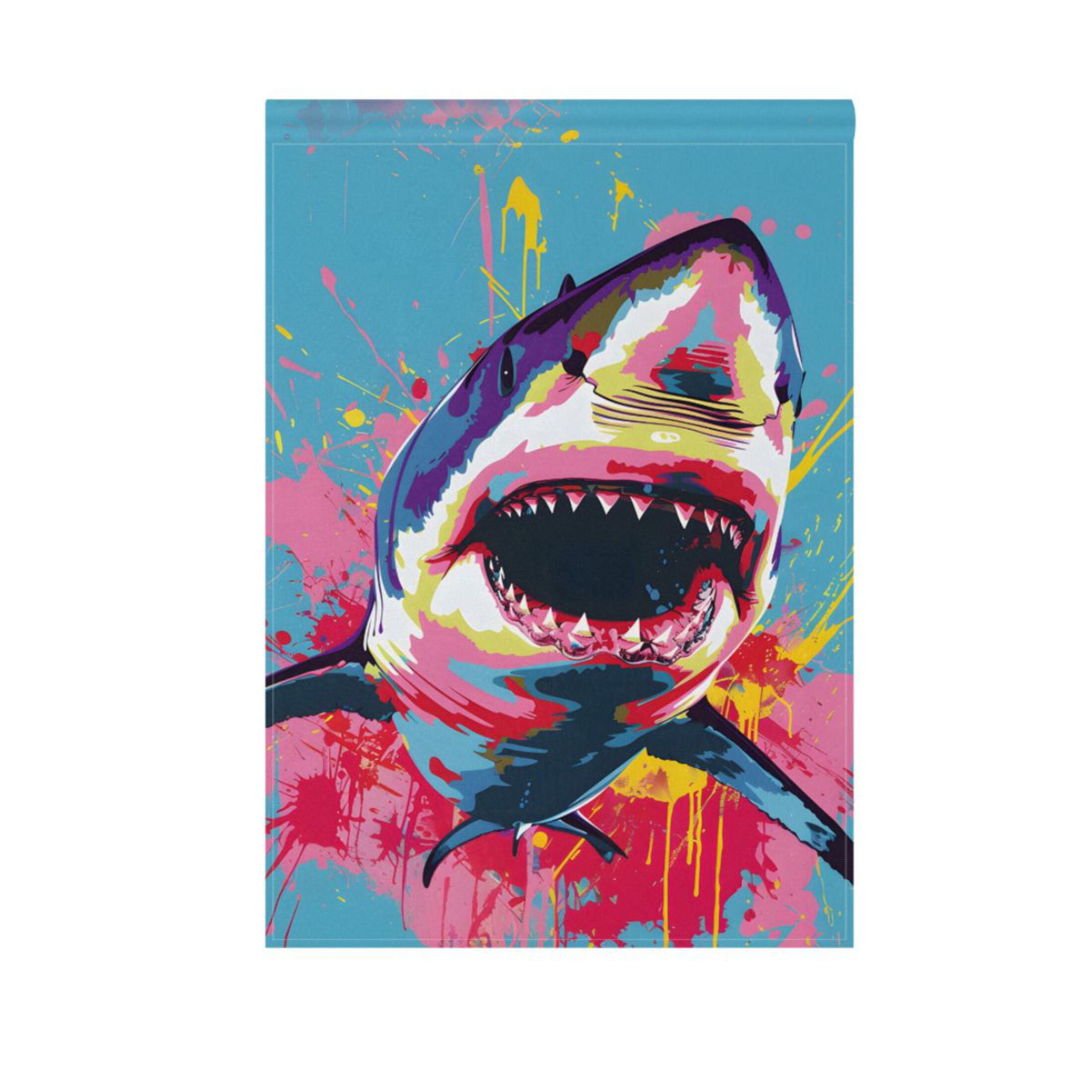 Shark with Paint Garden Flag 12X18 Double Sided Yard Flags for Outside ...