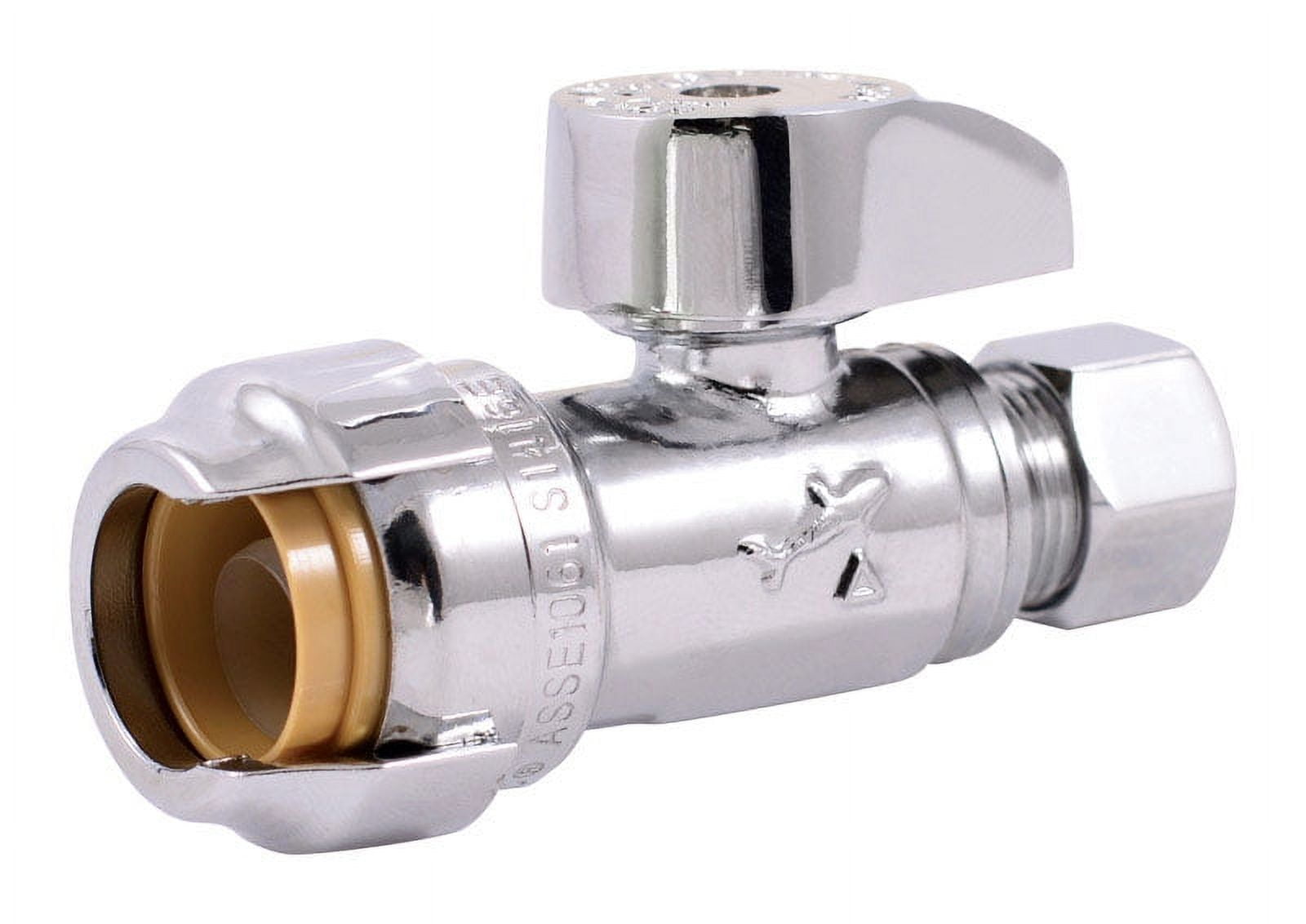 SharkBite 1/2 Compression x 3/8 Compression Brass Straight Stop Valve ...