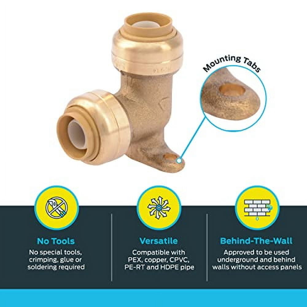 SharkBite 1/2 Inch 90 Degree Drop Ear Elbow, Push to Connect Brass ...
