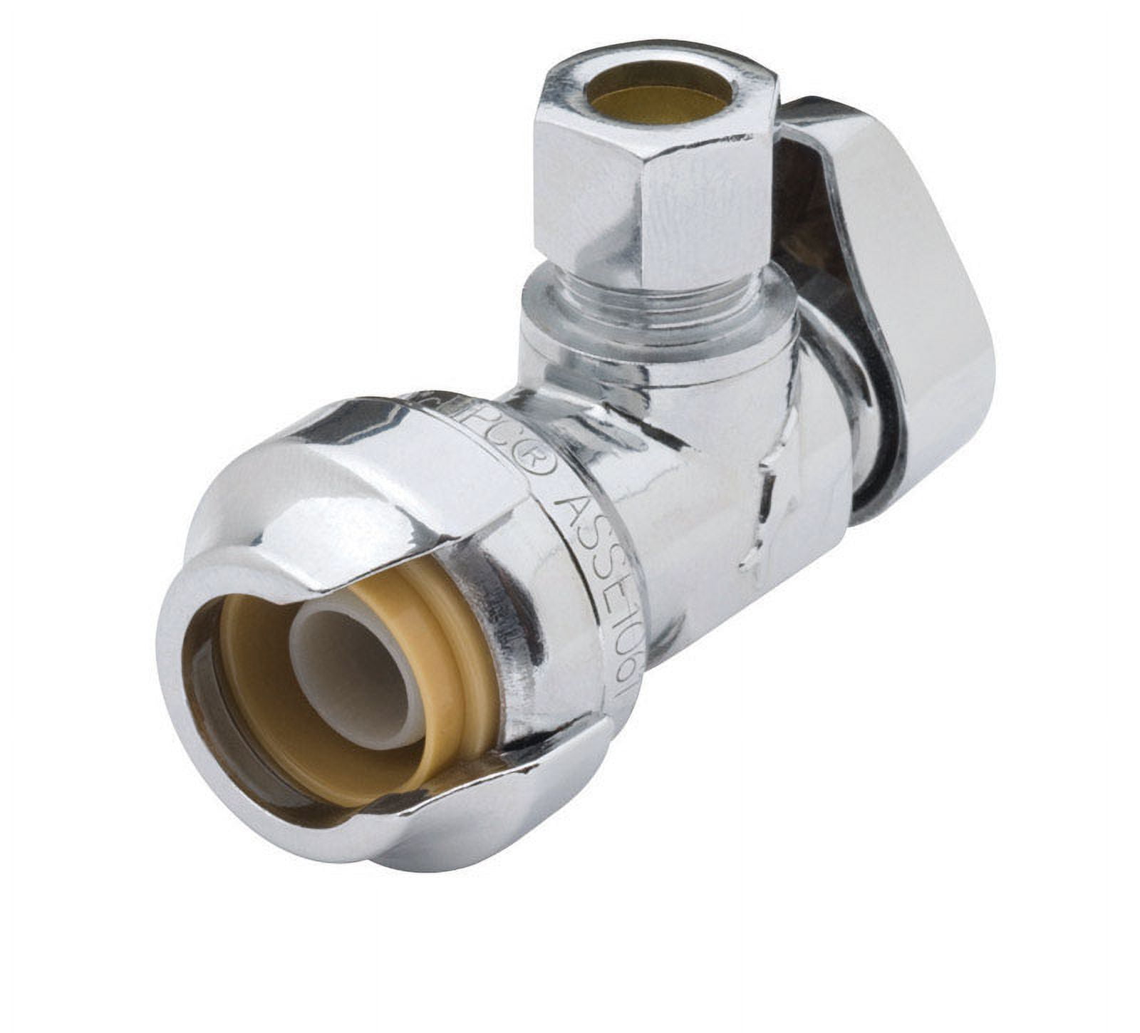 SharkBite 1/2 in. Push X 3/8 in. Compression Chrome Plated Angle Stop ...