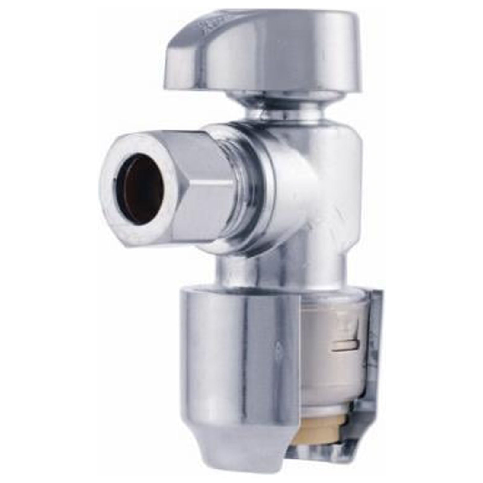 SharkBite 1/2 in. Push X 3/8 in. Compression Chrome Plated Angle Stop ...