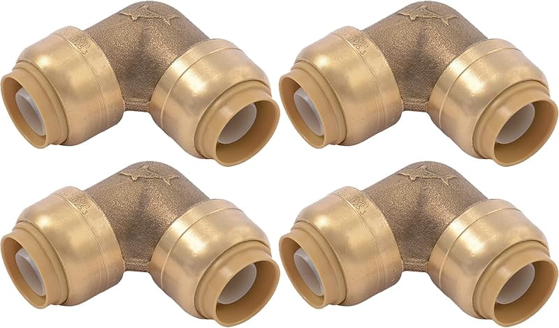 SharkBite 3/4 Inch 90 Degree Elbow, Pack of 10, Push to Connect Brass Plumbing Fitting, PEX Pipe ...