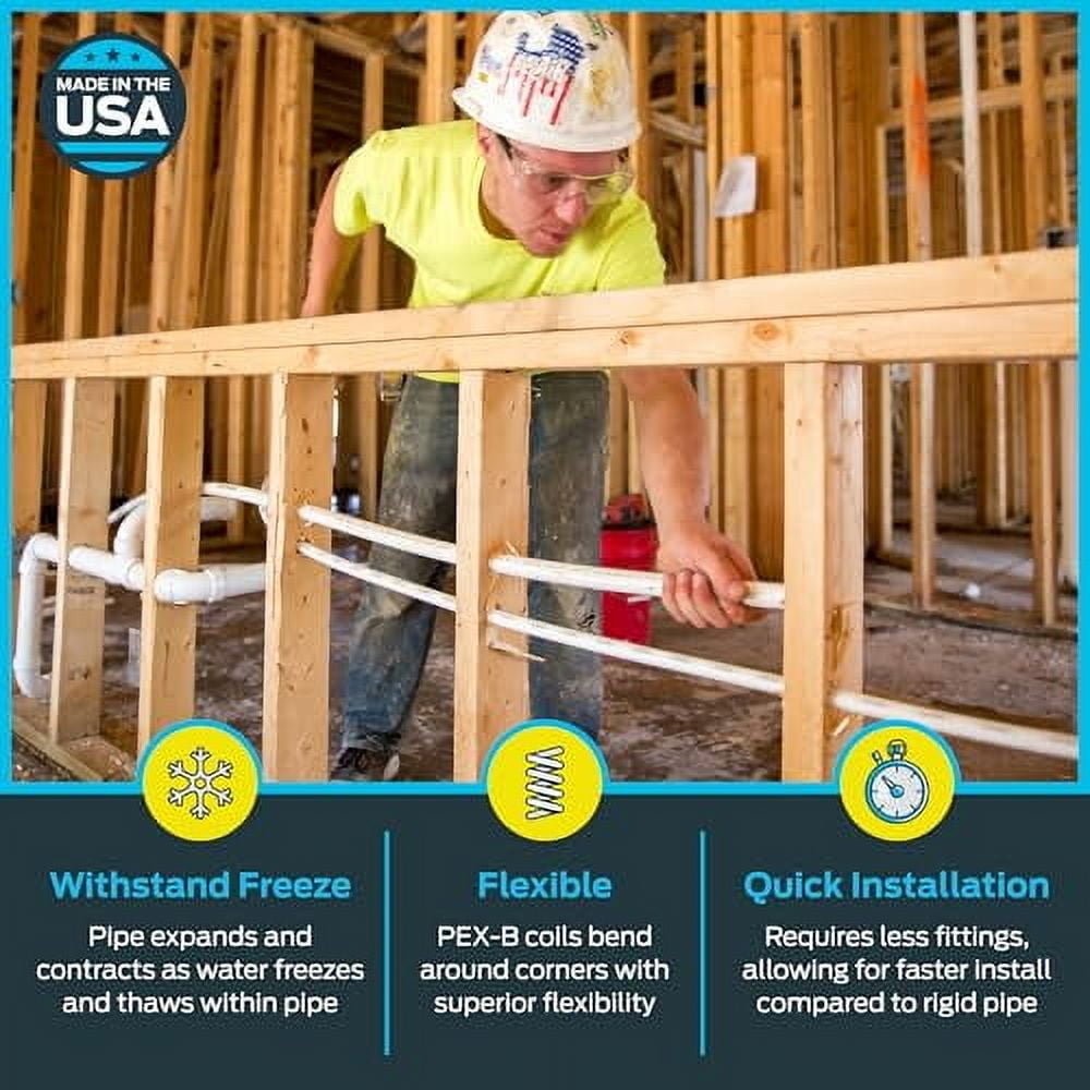 SharkBite 3/4 Inch x 100 Feet White PEX-B, PEX Pipe Flexible Water ...