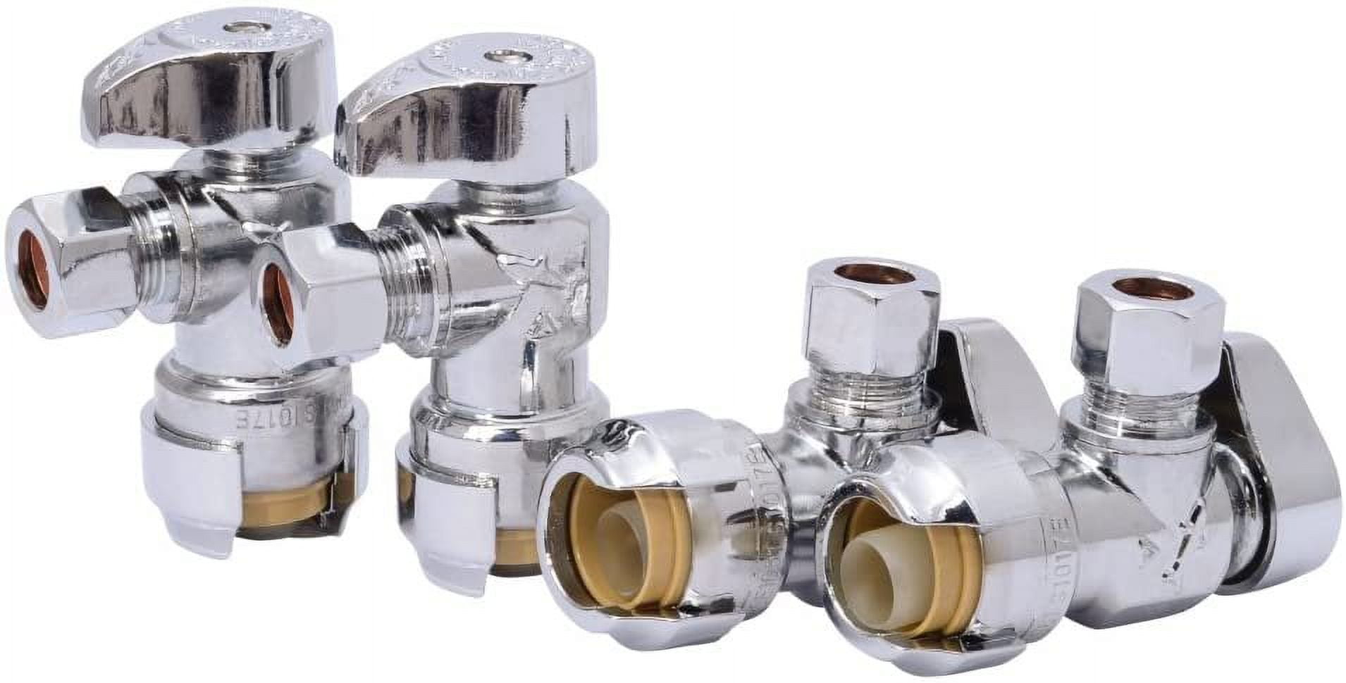 SharkBite Fitting, Water 23036LFA4 Compression Angle Stop Valve, 1/2 ...