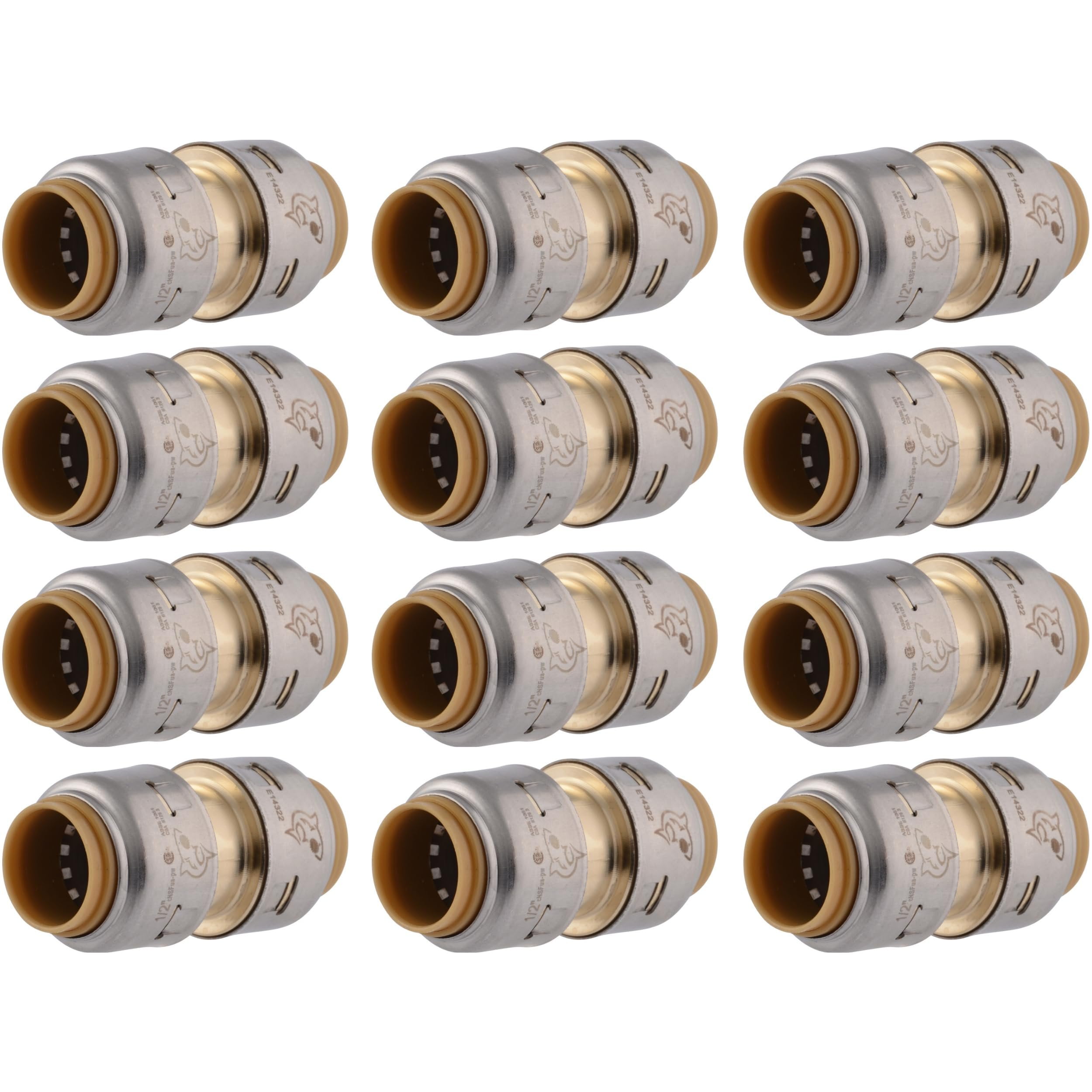 SharkBite Max 1/2 Inch Coupling, Pack of 12, Push to Connect Brass ...