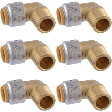 SharkBite 1/2 Inch 90 Degree Elbow, Pack of 12, Push to Connect Brass Plumbing Fitting, PEX Pipe ...