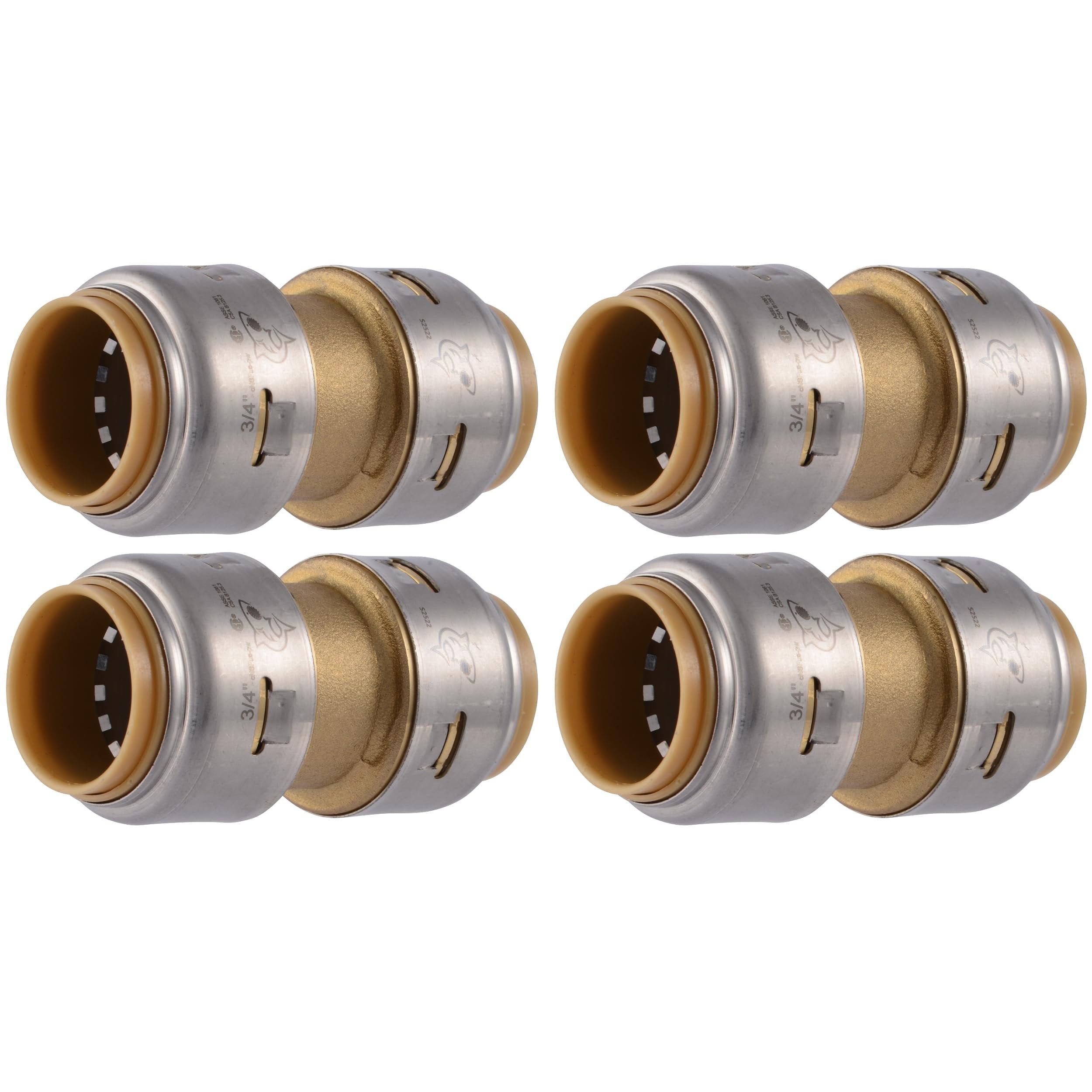 SharkBite Max 3/4 Inch Coupling, Pack of 4, Push to Connect Brass ...