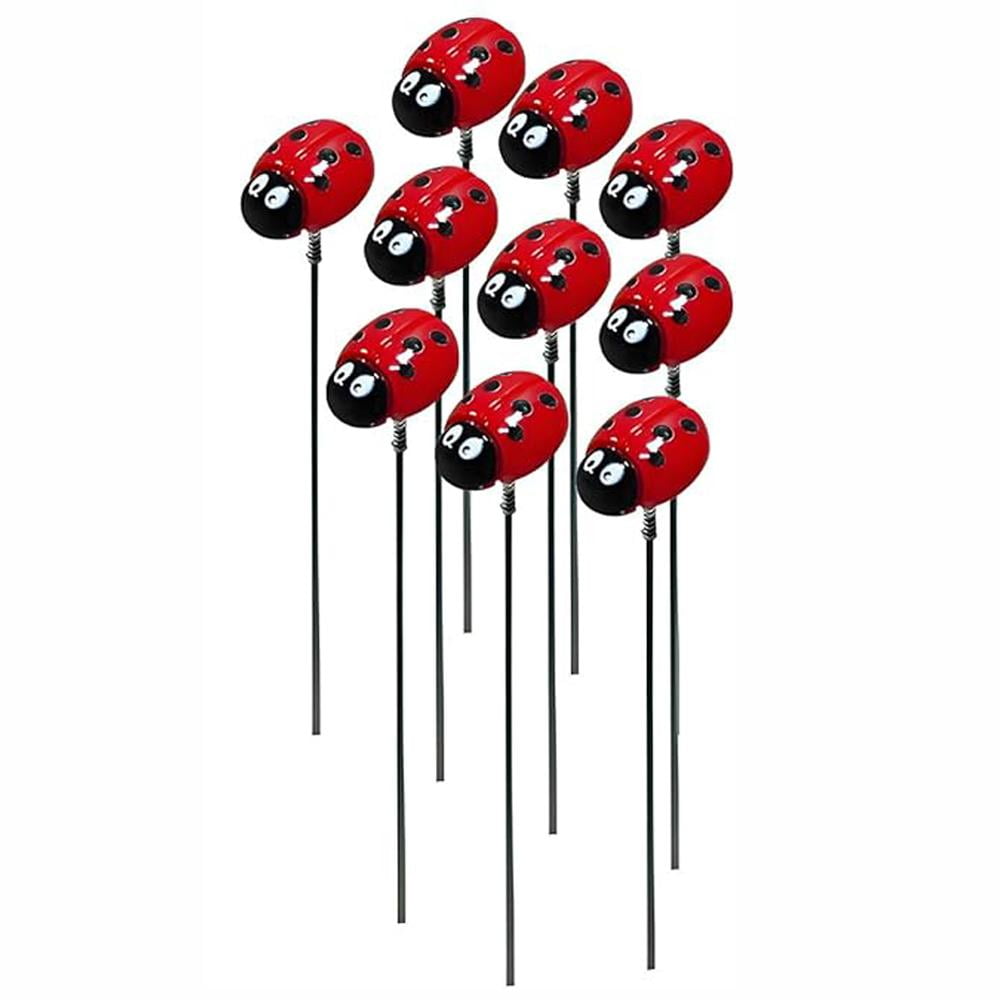 SharkTRUE 10 Ladybug Garden Stake Decoration,Resin Ladybug Decor ...