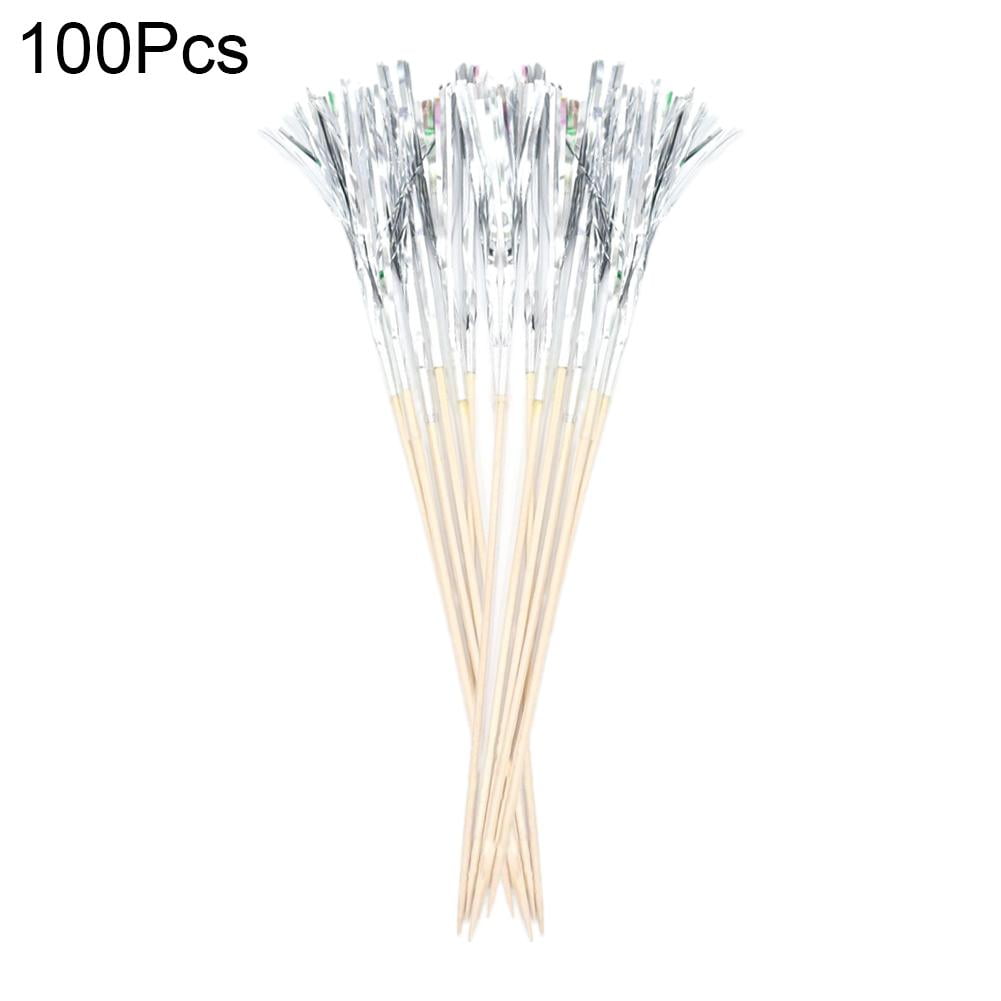 SharkTRUE 100 Colorful Tassel Firework Cake Toppers Disposable Fruit ...