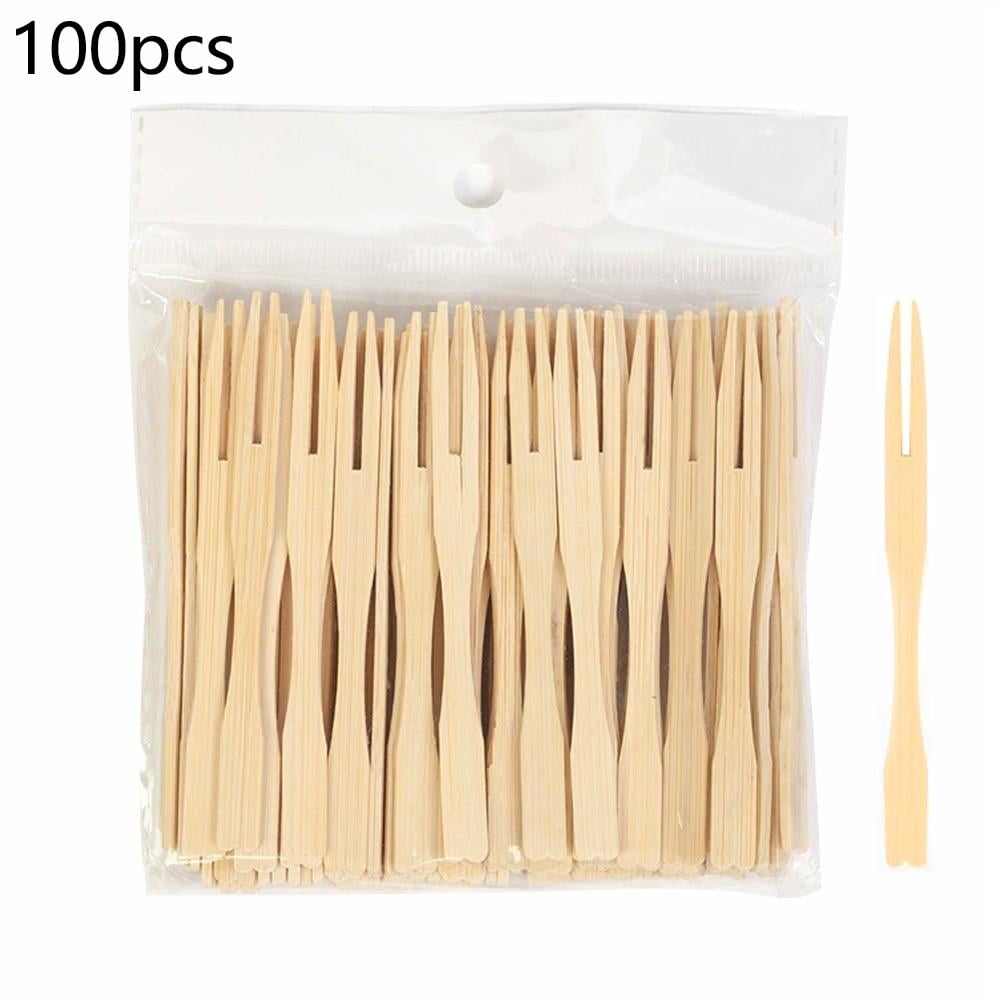 SharkTRUE 100X WOODEN FORKS PICKER HEAVY DUTY CLEAR PLASTIC FORKS ...