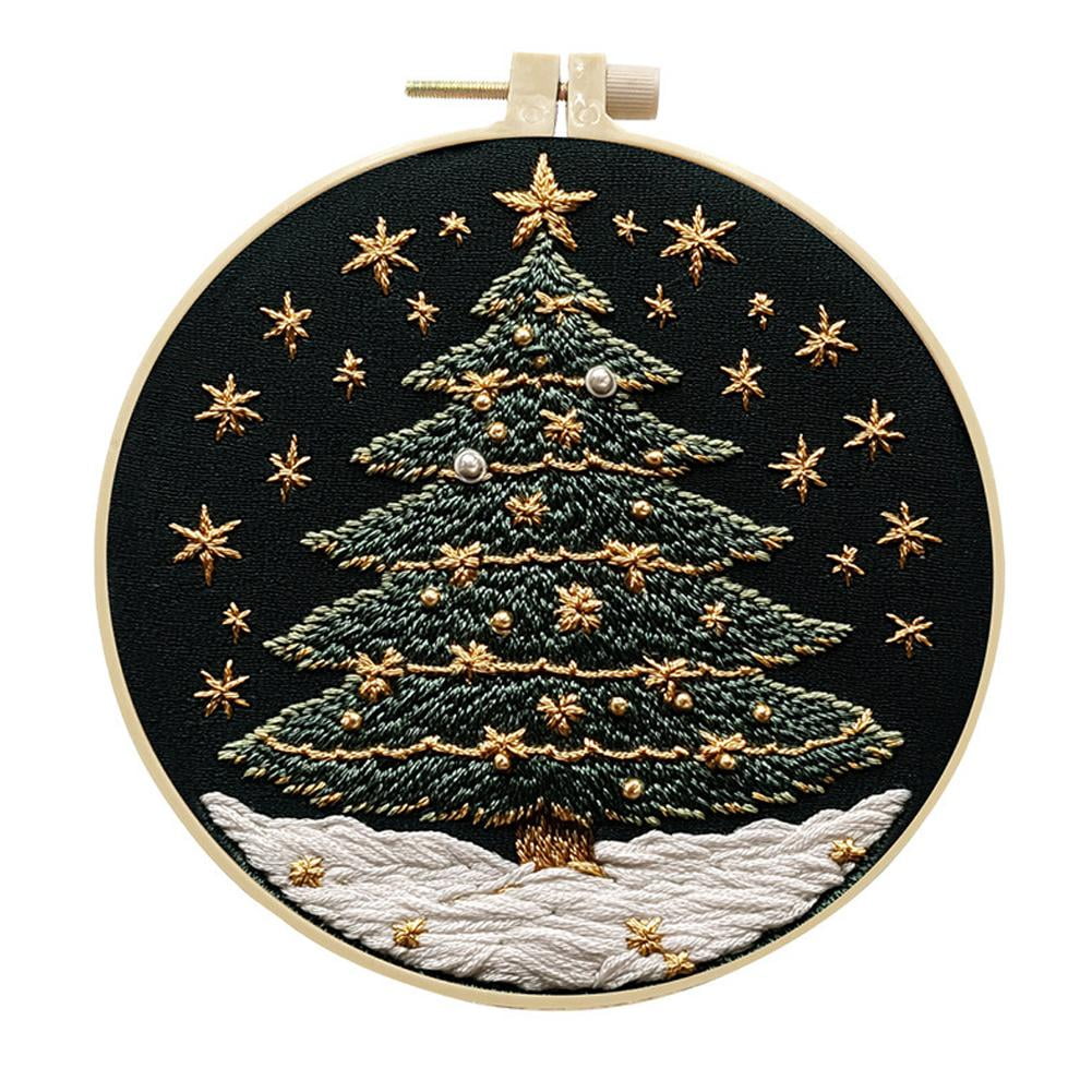 SharkTRUE Christmas Embroidery Kit with Embroidery Hoop, Embroidery Kit ...