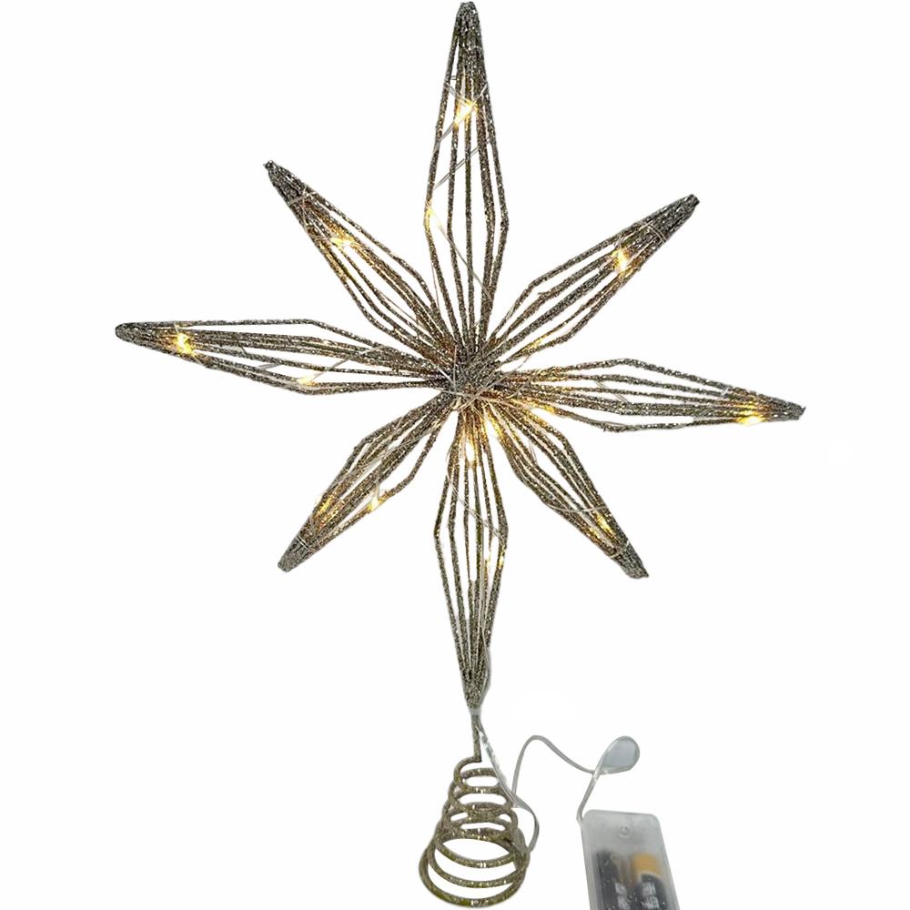 SharkTRUE Christmas Star Tree Topper With Warm White Lights Pre-lit ...