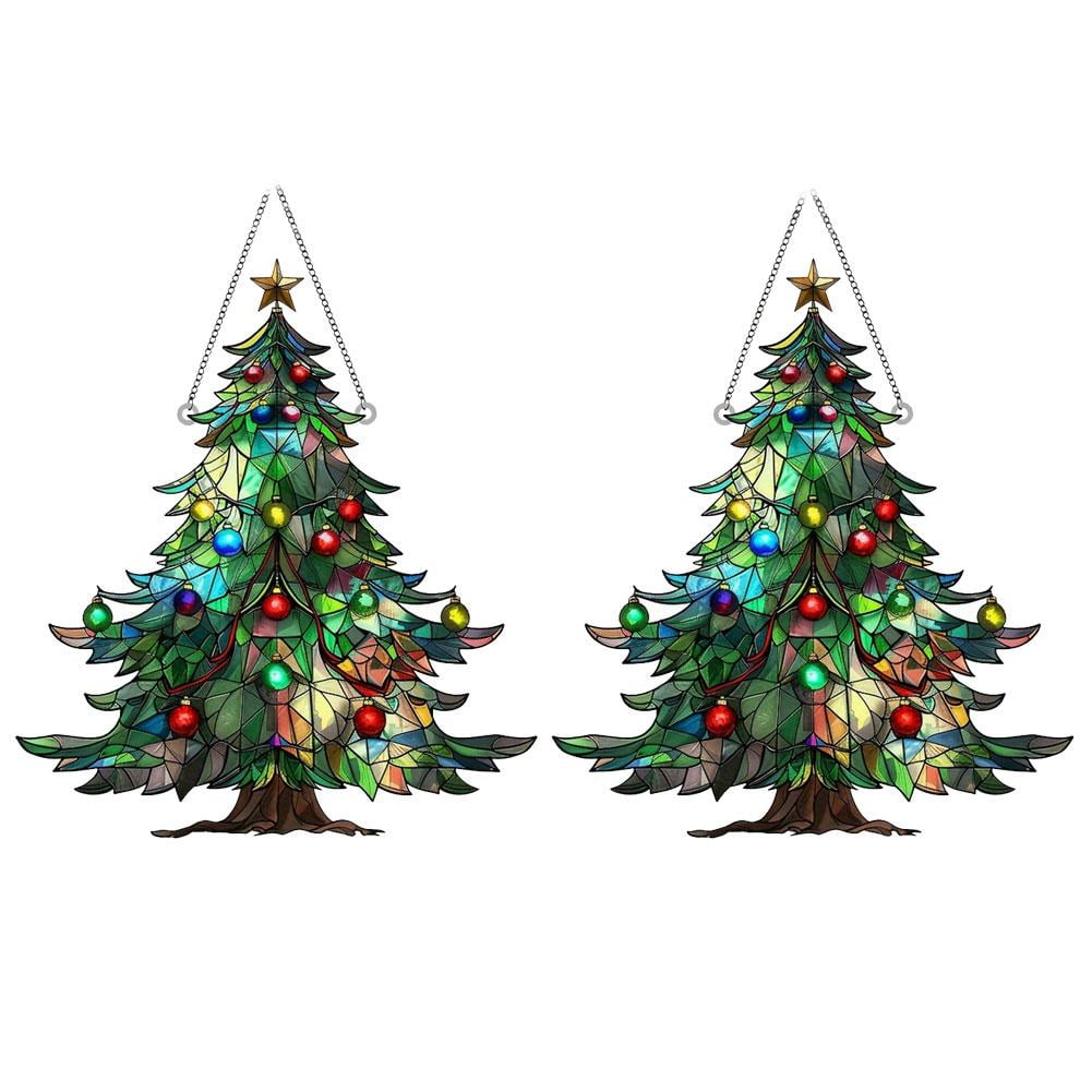 SharkTRUE Christmas Tree Sun Catcher, Festive Colorful Design Sun ...