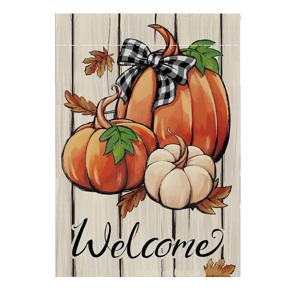 SharkTRUE Fall Pumpkin Welcome Fall Garden Flag for Outside 12x18 Inch ...