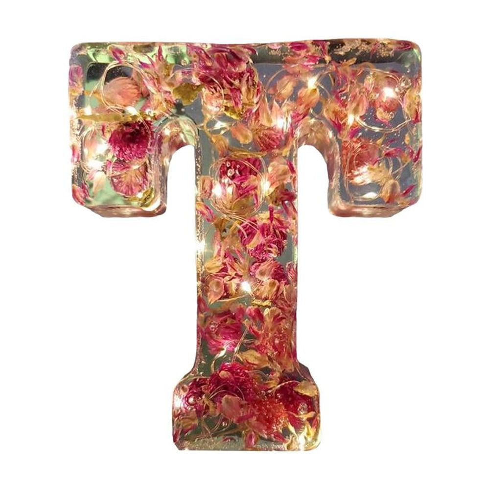 SharkTRUE Floral Resin Night Light, Pressed Flower Resin Letters with ...