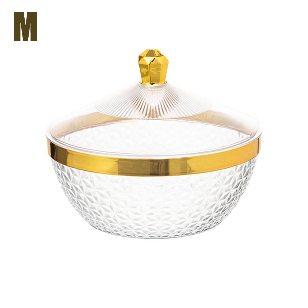 SharkTRUE Fruit Bowl With Lid Gold Trim Clear Plastic Fruit Basket For ...