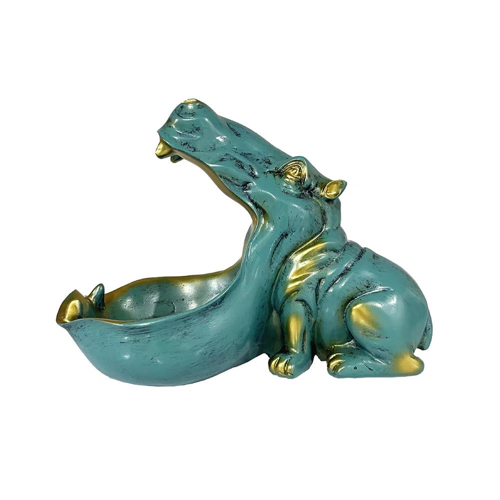 SharkTRUE Hippo Statue Key Bowl,Creativity Big Mouth Hippo Candy Dish ...