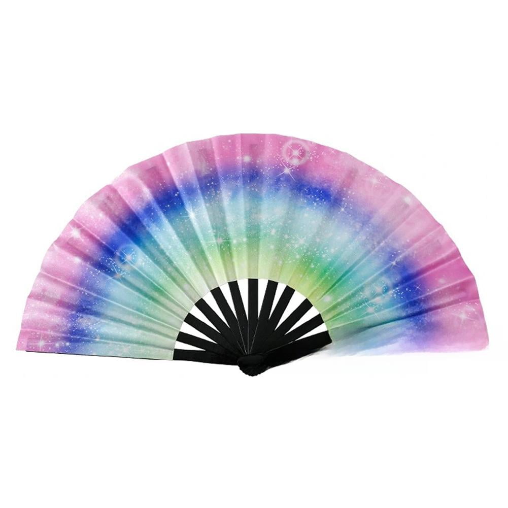 SharkTRUE Kung Fu Fan UV Ink Printing Fluorescent Fan Bamboo Bone ...