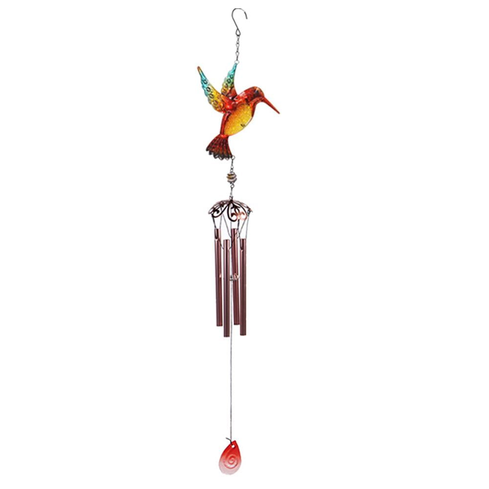 SharkTRUE Wind Chime Hummingbirds Dragonflies Metal Glass Painted ...