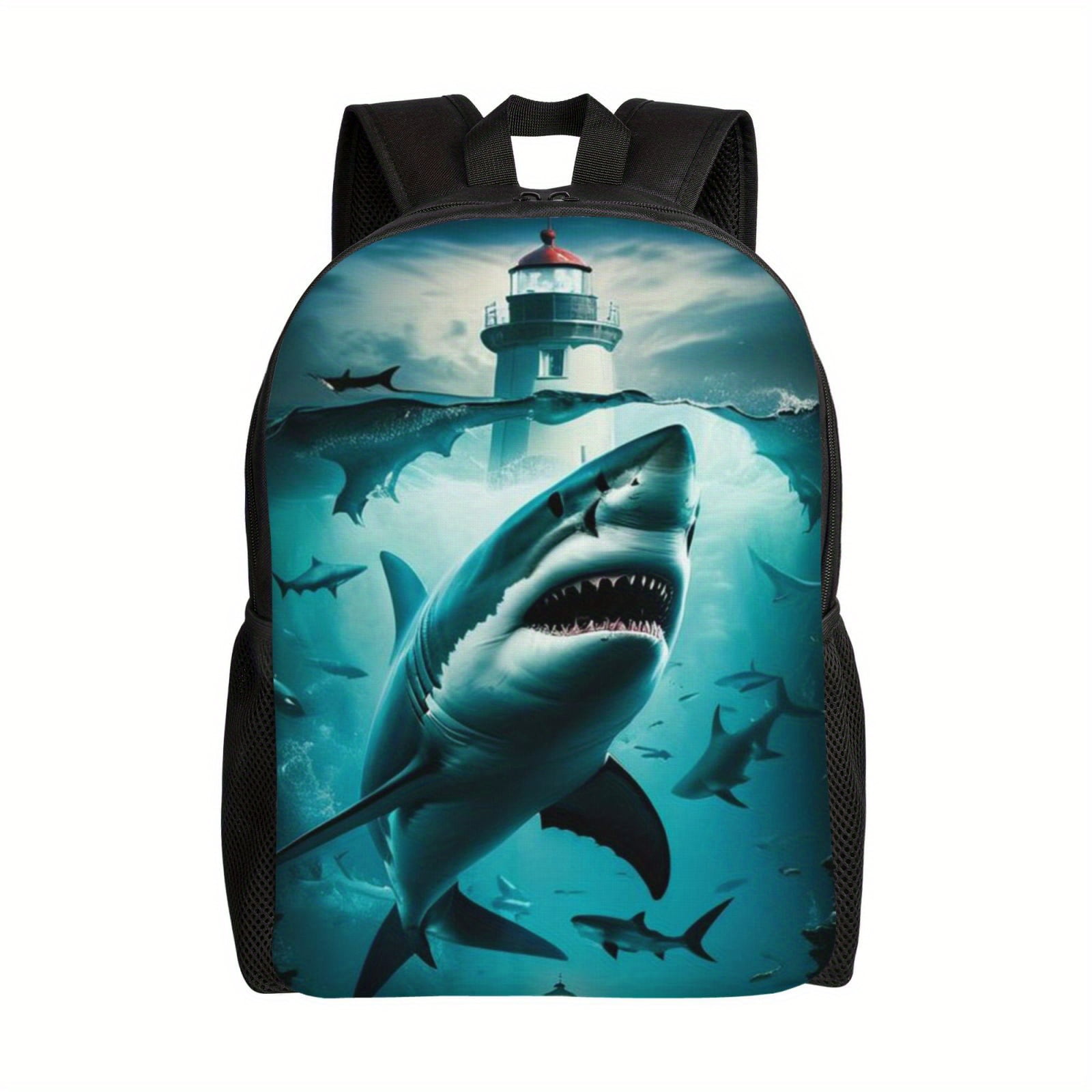 SharkThemed Lightweight Backpack Large Capacity, Adjustable Straps for Men & Women Ideal for ...
