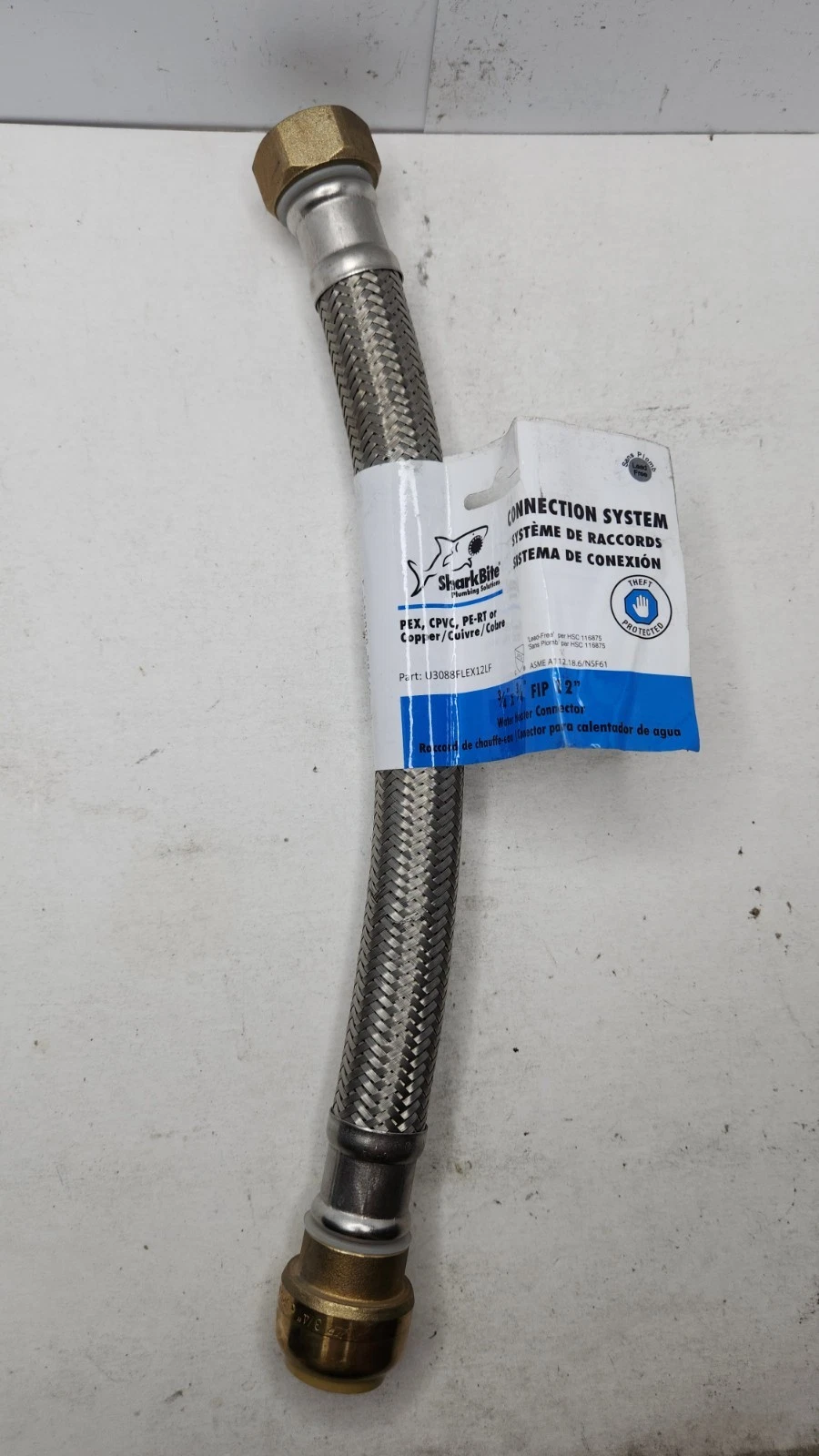 Sharkbite 12" Pex Cpvc Pe-Rt Copper 3/4" X 3/4" Fip Water Heater ...