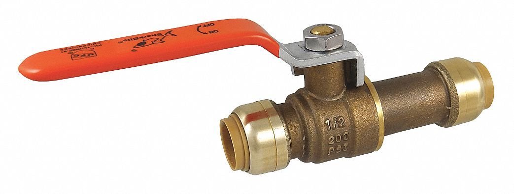 Sharkbite Lead-Free Brass Push x Push Ball Valve, Lever, 1/2" Pipe Size ...