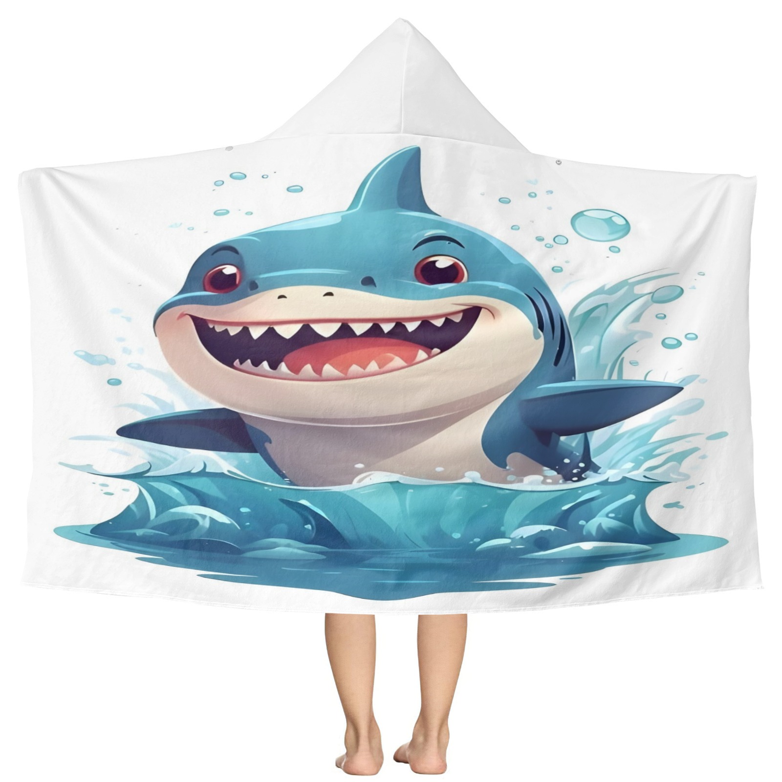 Sharkdog Pattern Beach Poncho - Microfiber - Towel - Kids Lightweight ...