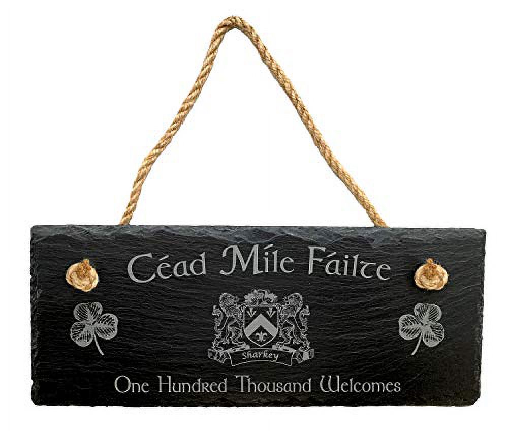 Sharkey Irish Coat of Arms Slate Plaque Blessing - Céad Míle Fáilte ...