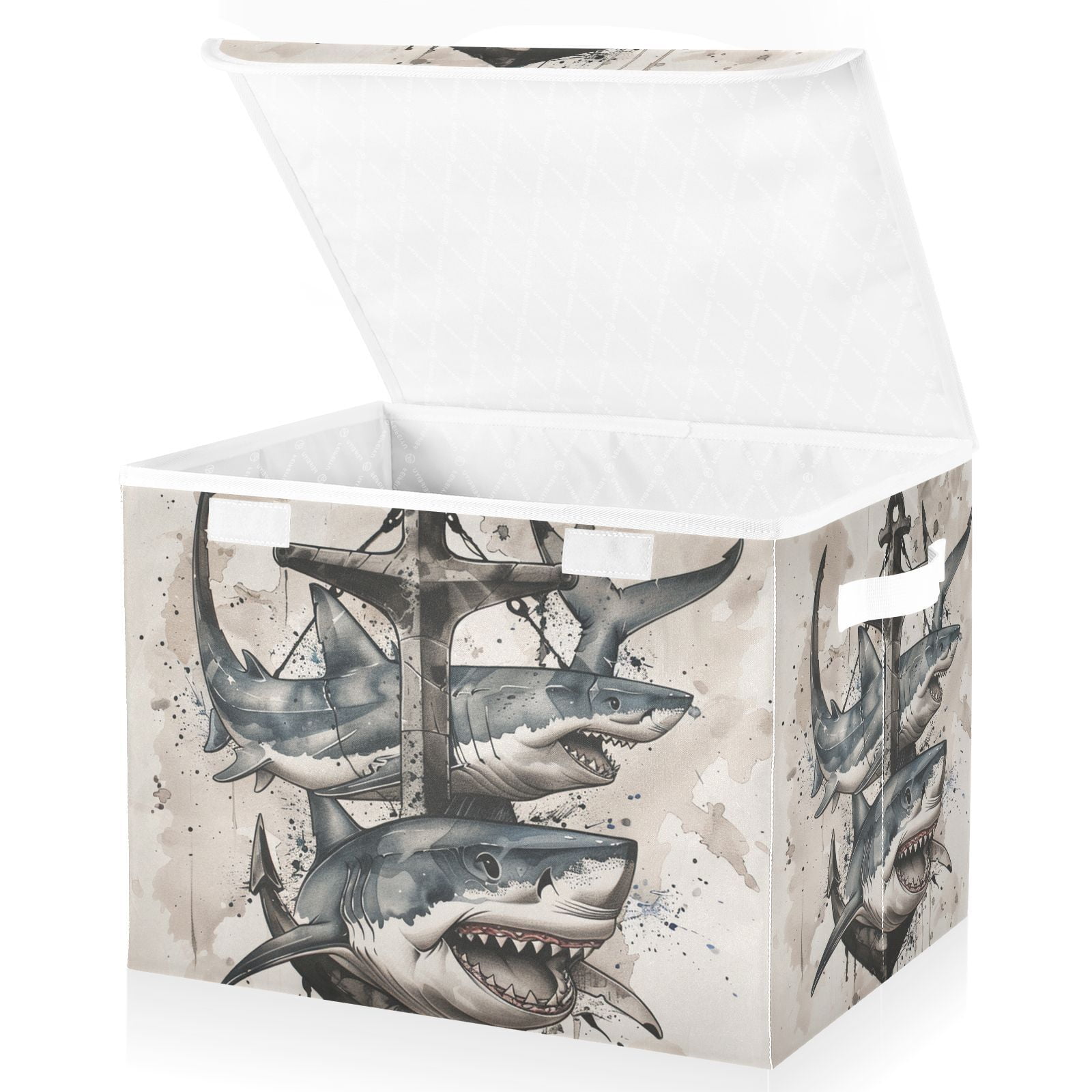 Sharks Anchors Storage Basket for Shelves Foldable Container Organizer ...