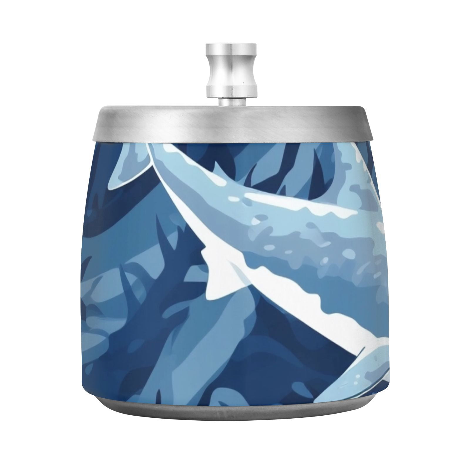 Sharks Blue Ashtray with Lid Smell Proof Cigarette Ashtray Stainless ...