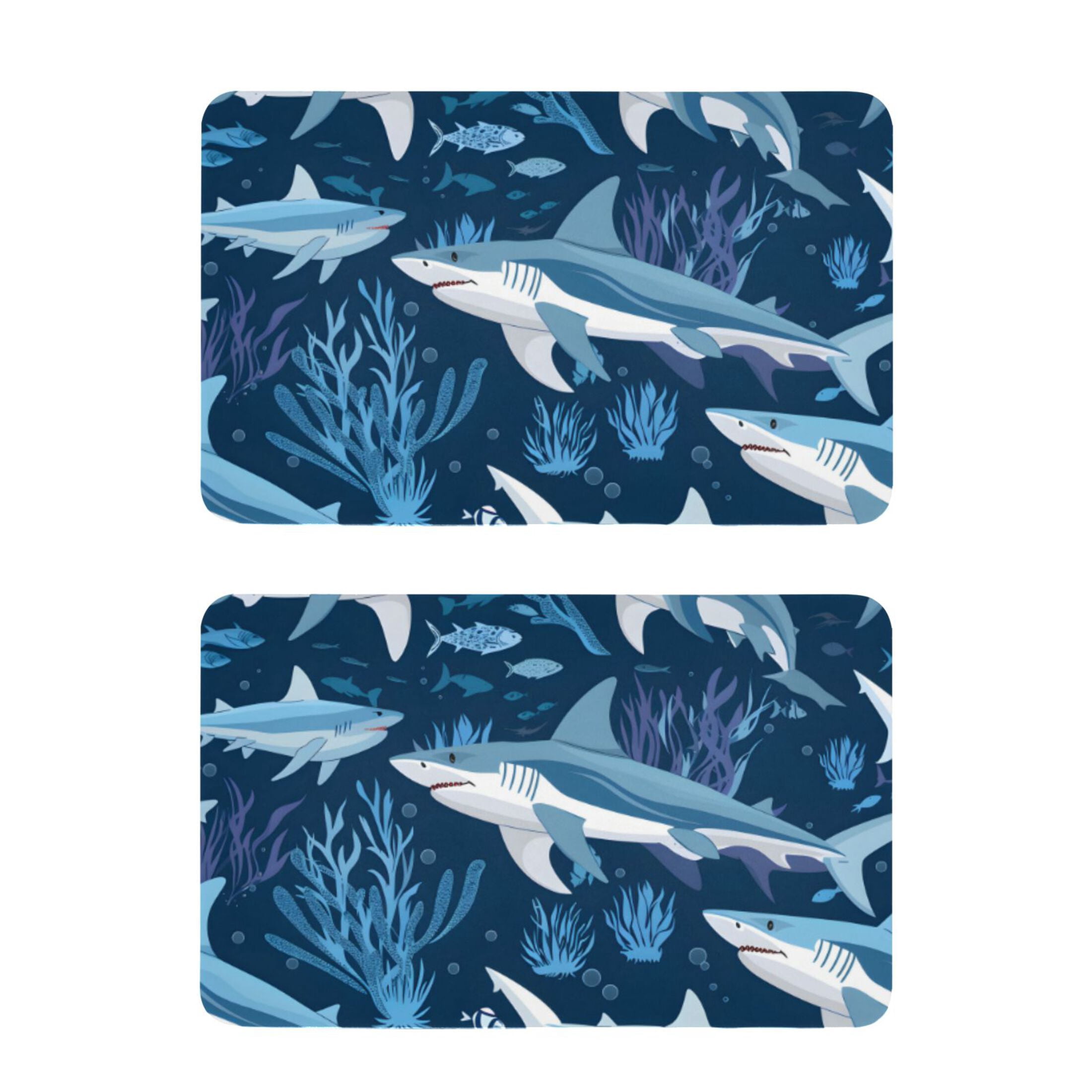 Sharks Coral Seaweed Refrigerator Magnet Stickers Square Fridge ...