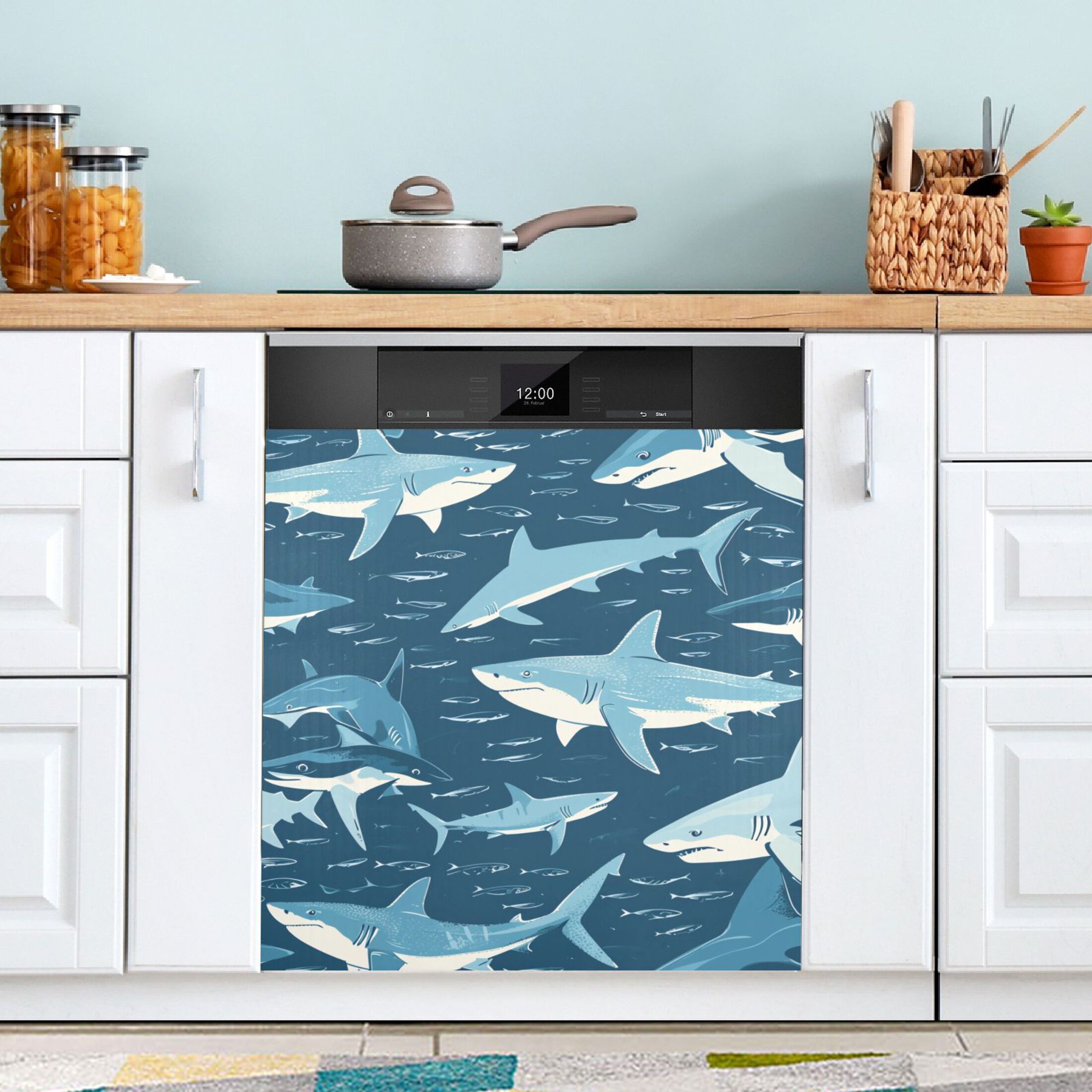 Sharks Fish in Sea Magnetic Dishwasher Covers Refrigerator Magnet ...