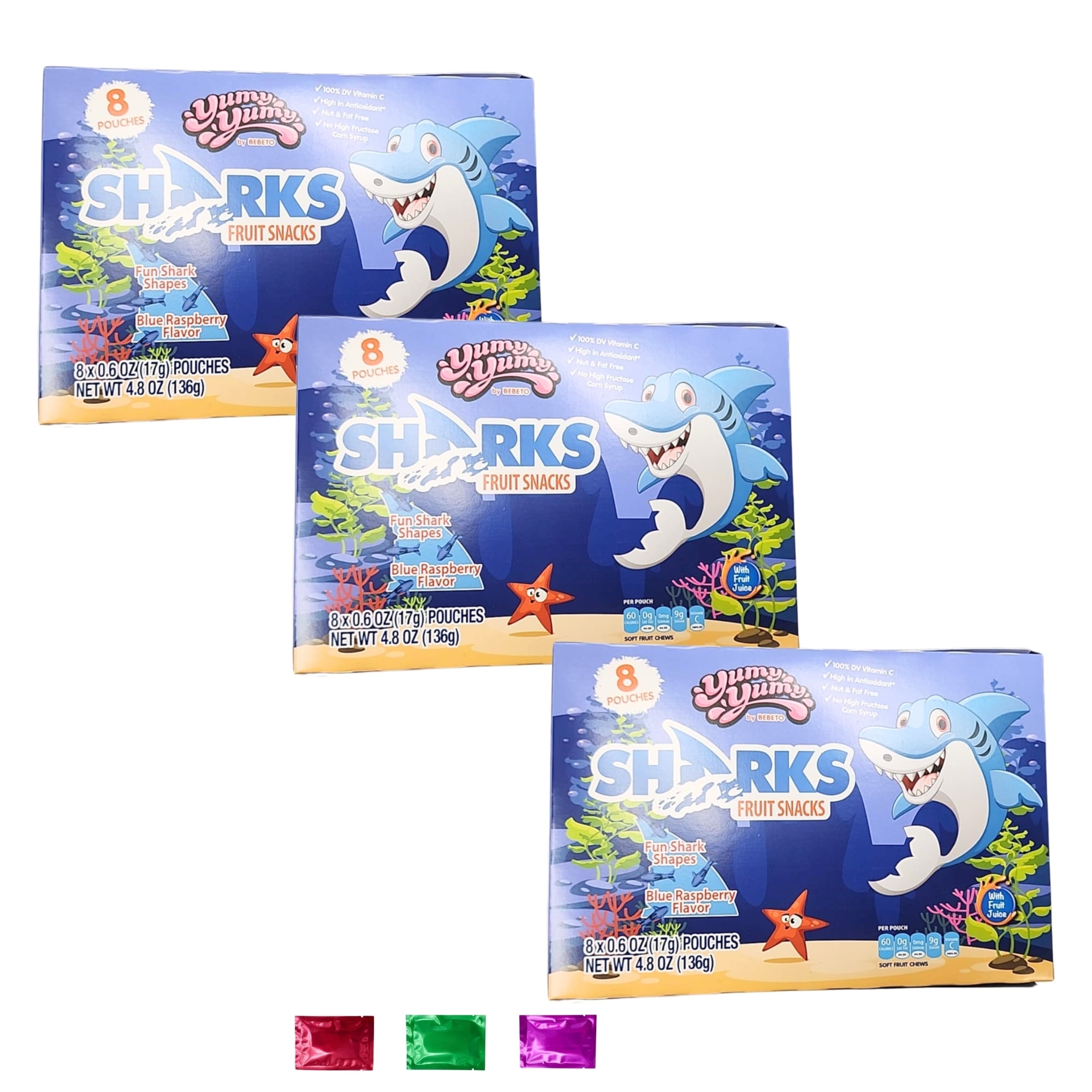Sharks Fruit Snacks 8-ct per Box, Fun Shark Shaped Snacks, Blue ...