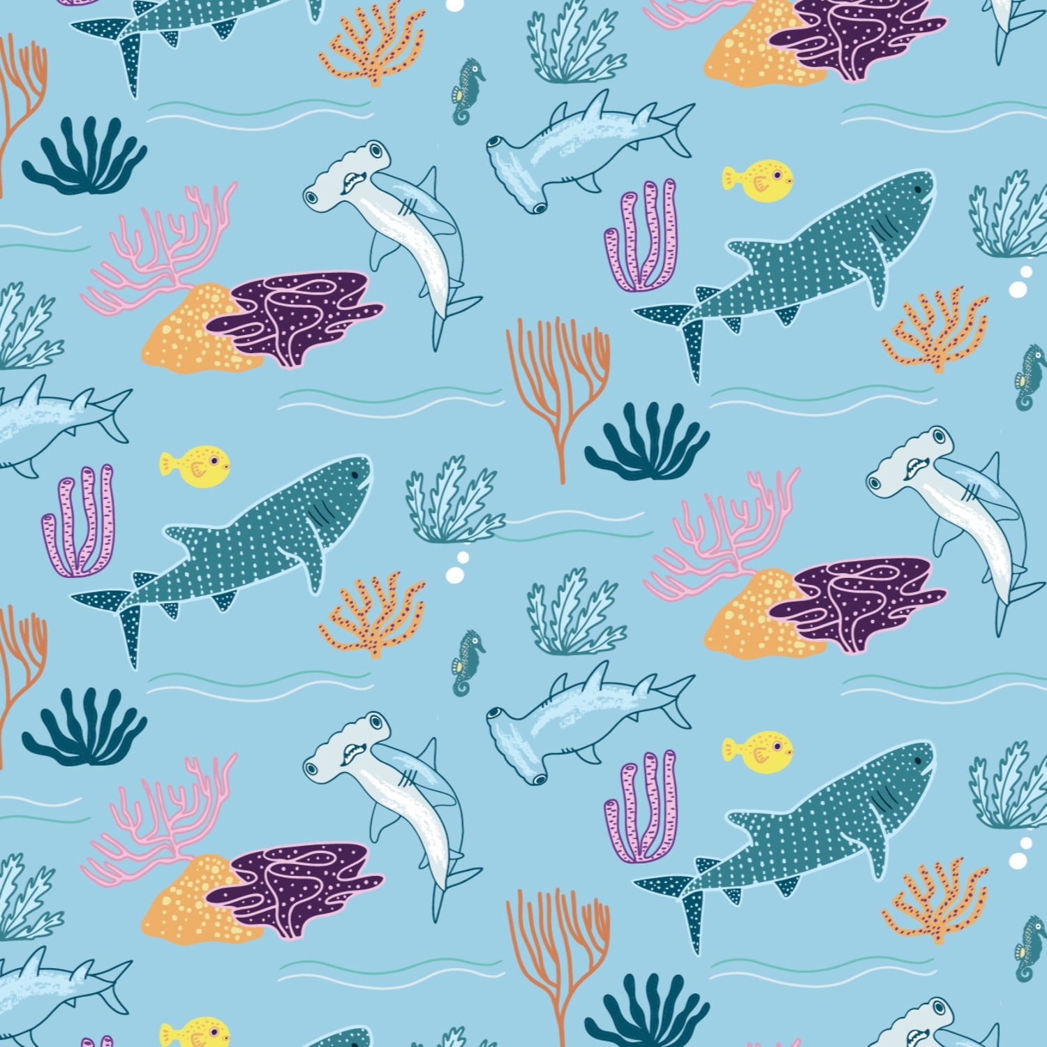 Ma Fête Sharks Gift Wrapping Paper – Double-Sided Ocean & Mermaid ...